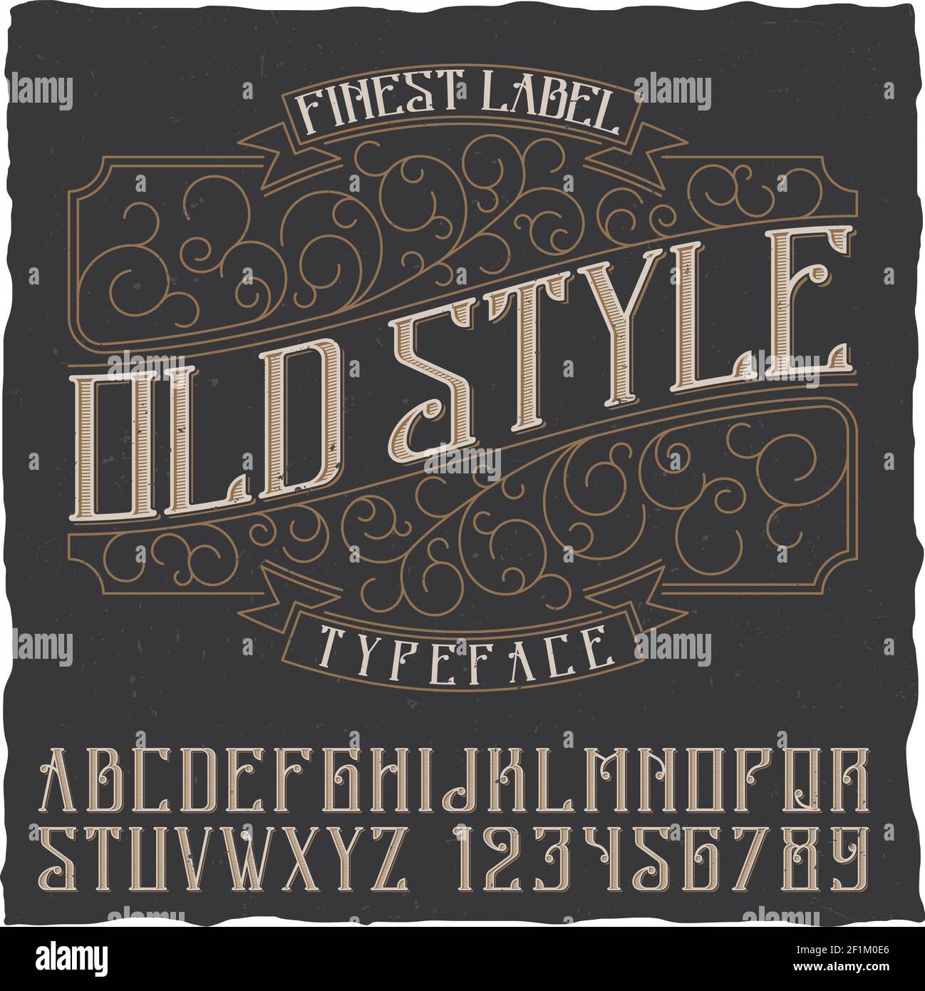 Old style poster with finest label and alphabet vector illustration ...