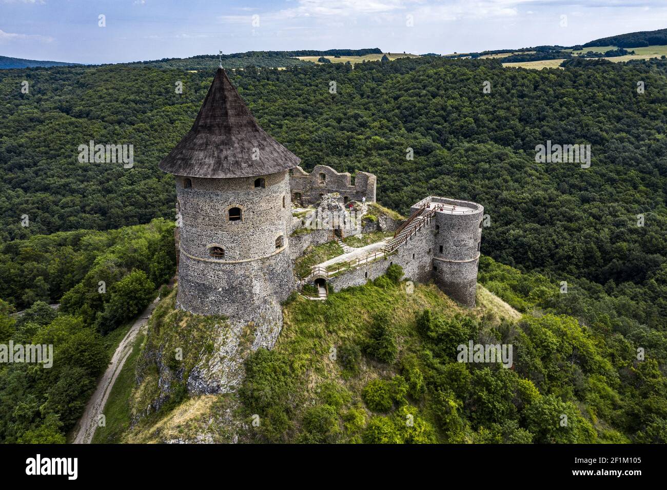Ruins of a medieval castle Somoska on borders of Slovakia and Hungary ...