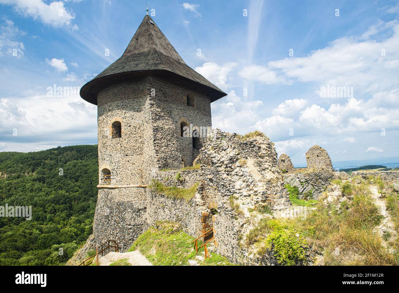 Ruins of a medieval castle Somoska on borders of Slovakia and Hungary ...