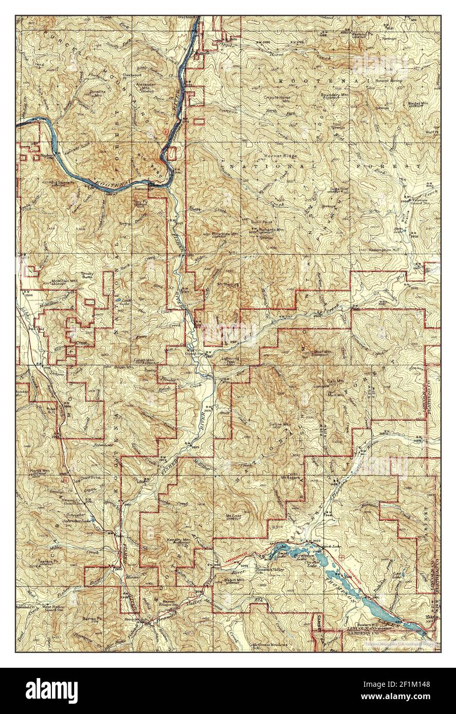 Thompson Lakes, Montana, map 1942, 1:125000, United States of America ...