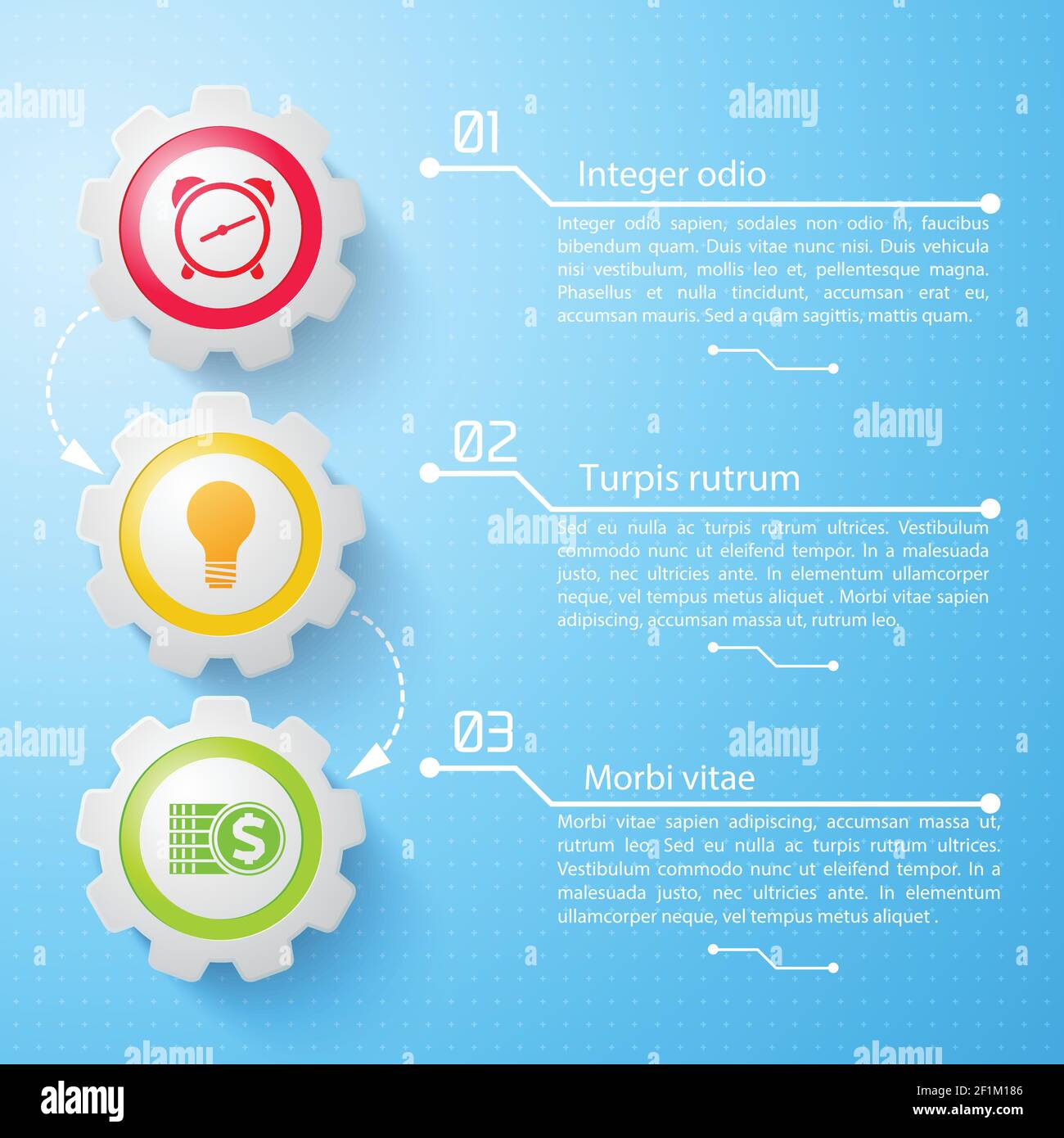 Business infographic concept with text mechanical gears colorful icons ...