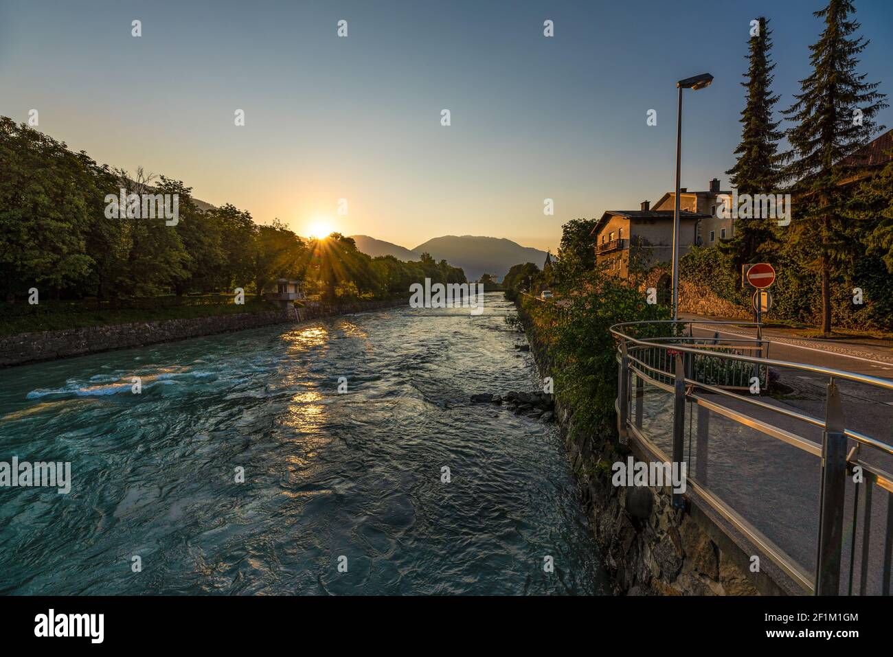 city of lienz with isel river Stock Photo - Alamy