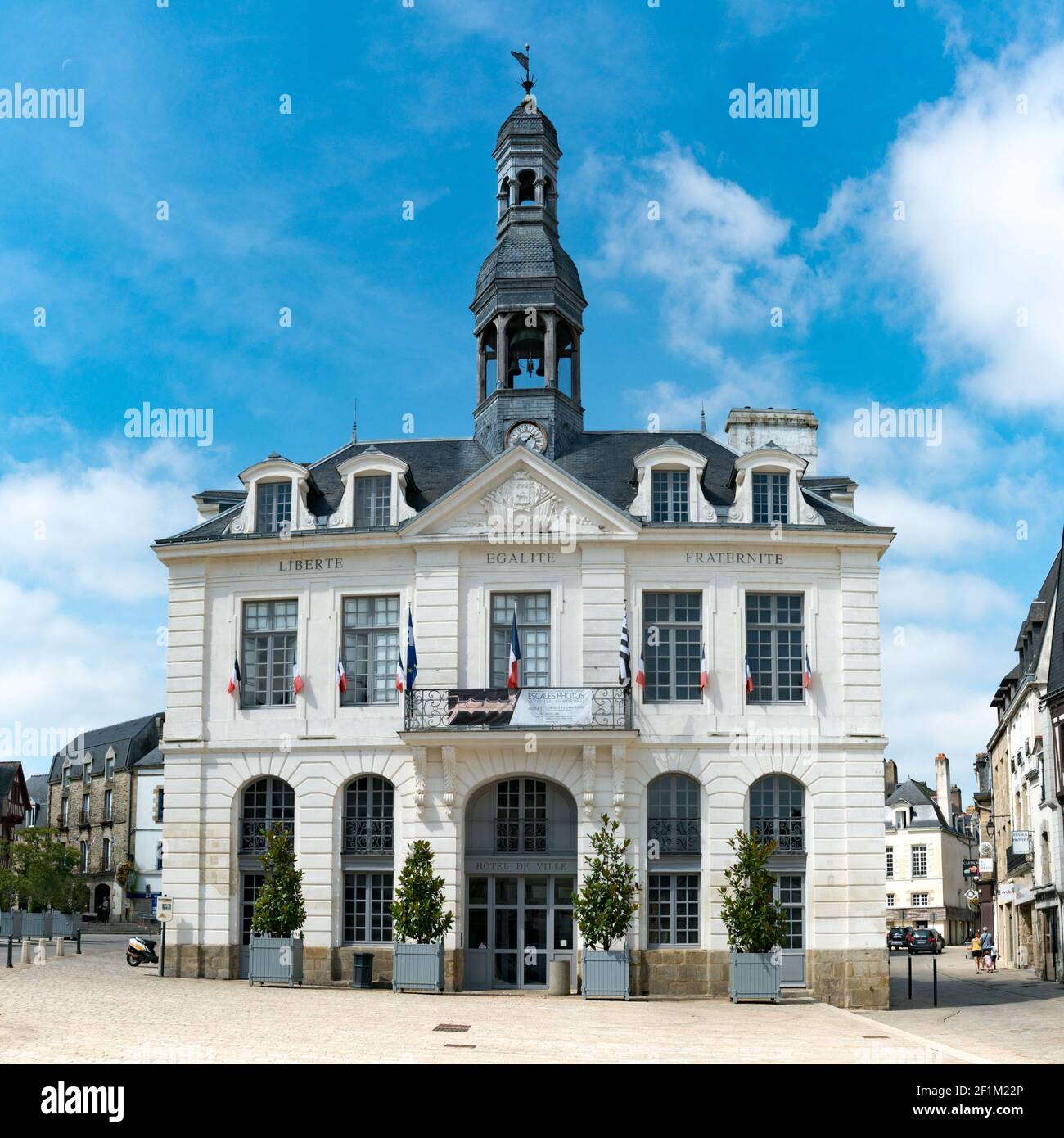 The picturesque and historic city hall building in the Breton town of ...
