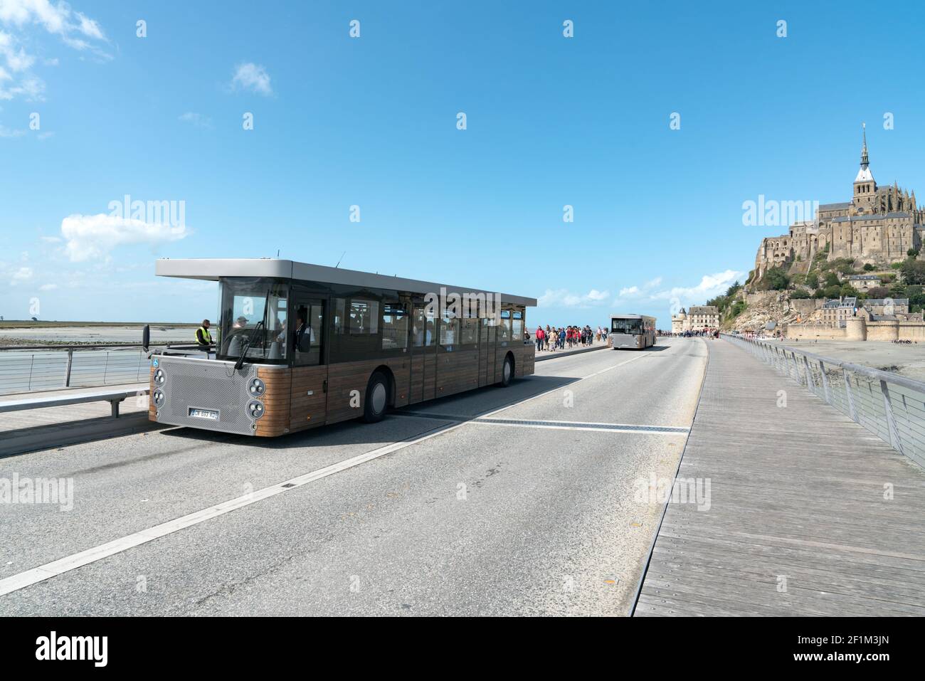 Bus transport for tourists visiting the famous Mont Saint-Michel in ...