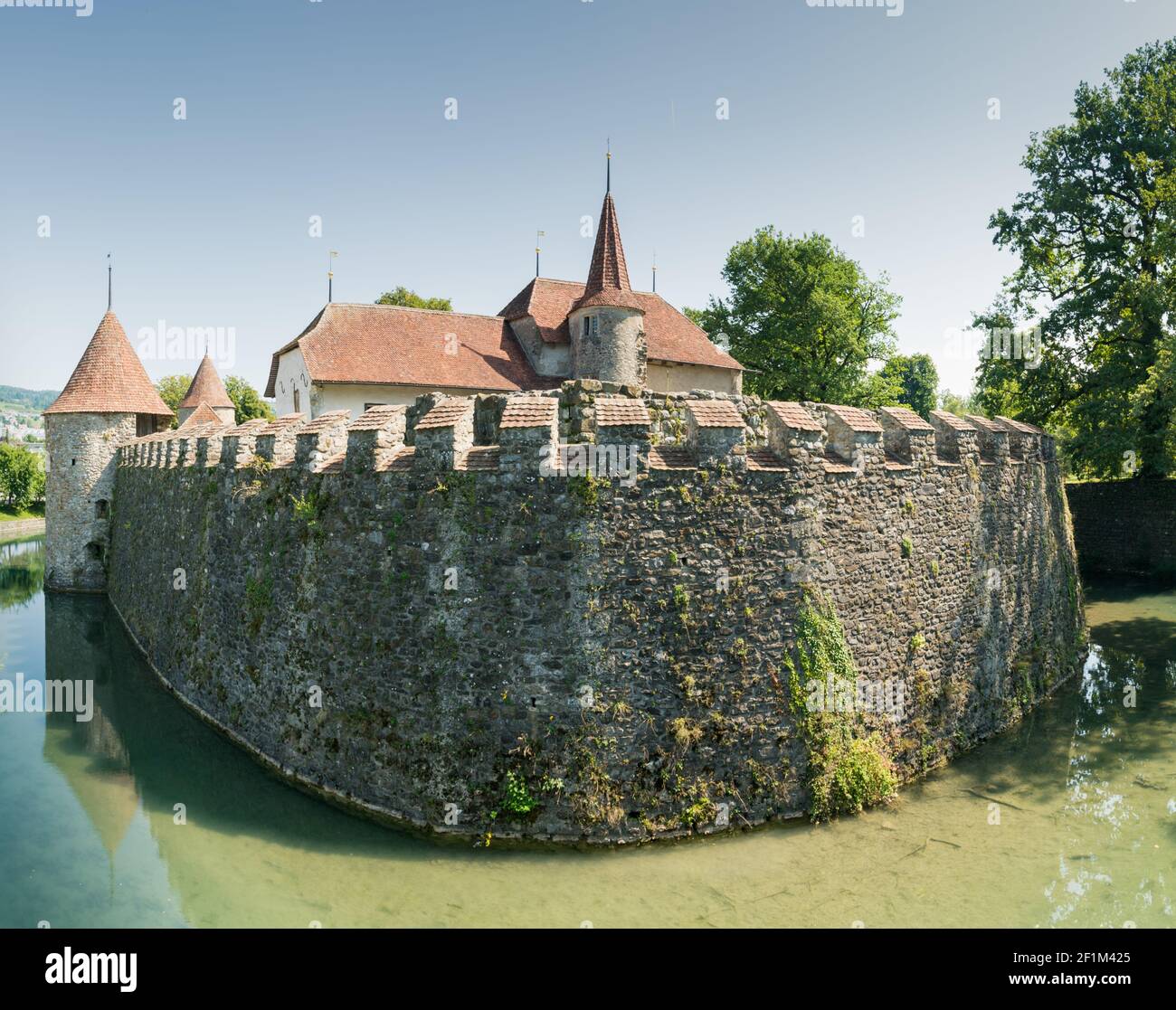 Medieval 12th century water castle of Hallwyl in Switzerland Stock ...