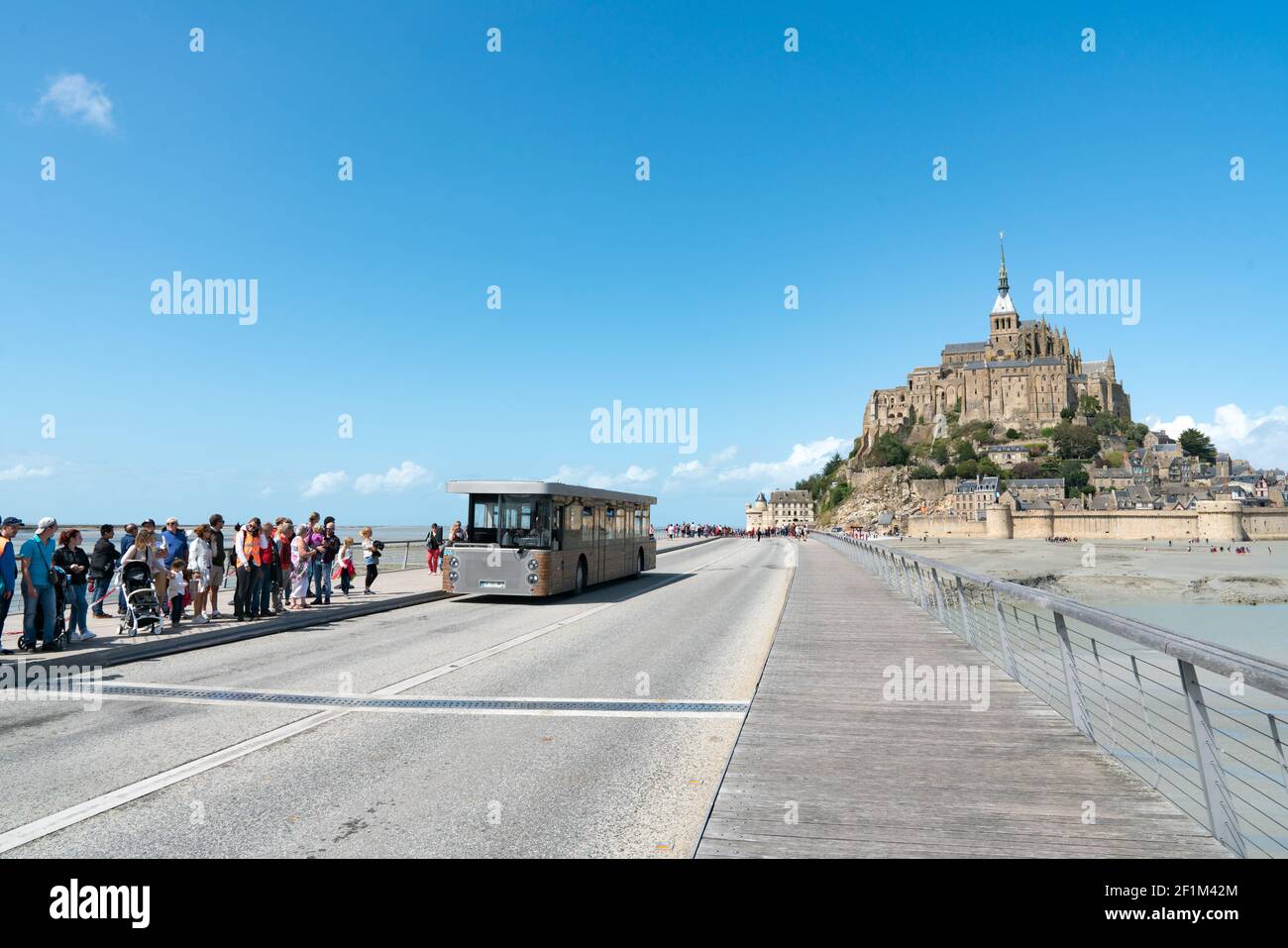 Bus transport for tourists visiting the famous Mont Saint-Michel in ...