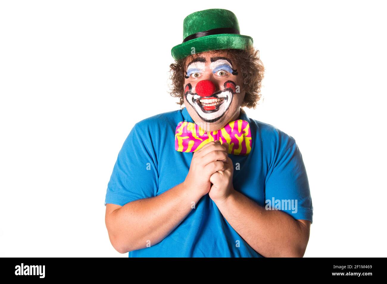 Holidays. Funny fat clown. White background Stock Photo - Alamy