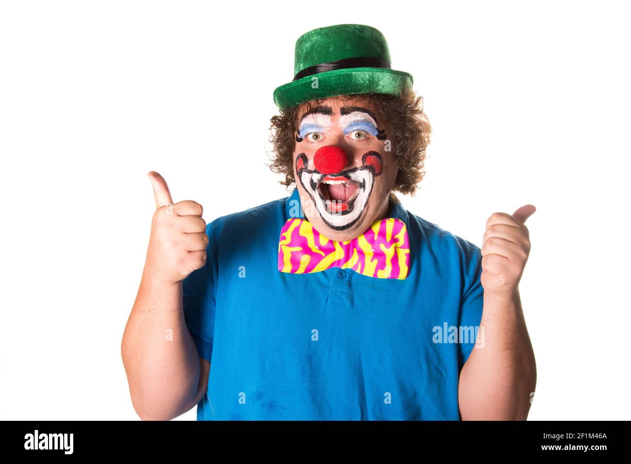 Holidays. Funny fat clown. White background Stock Photo - Alamy