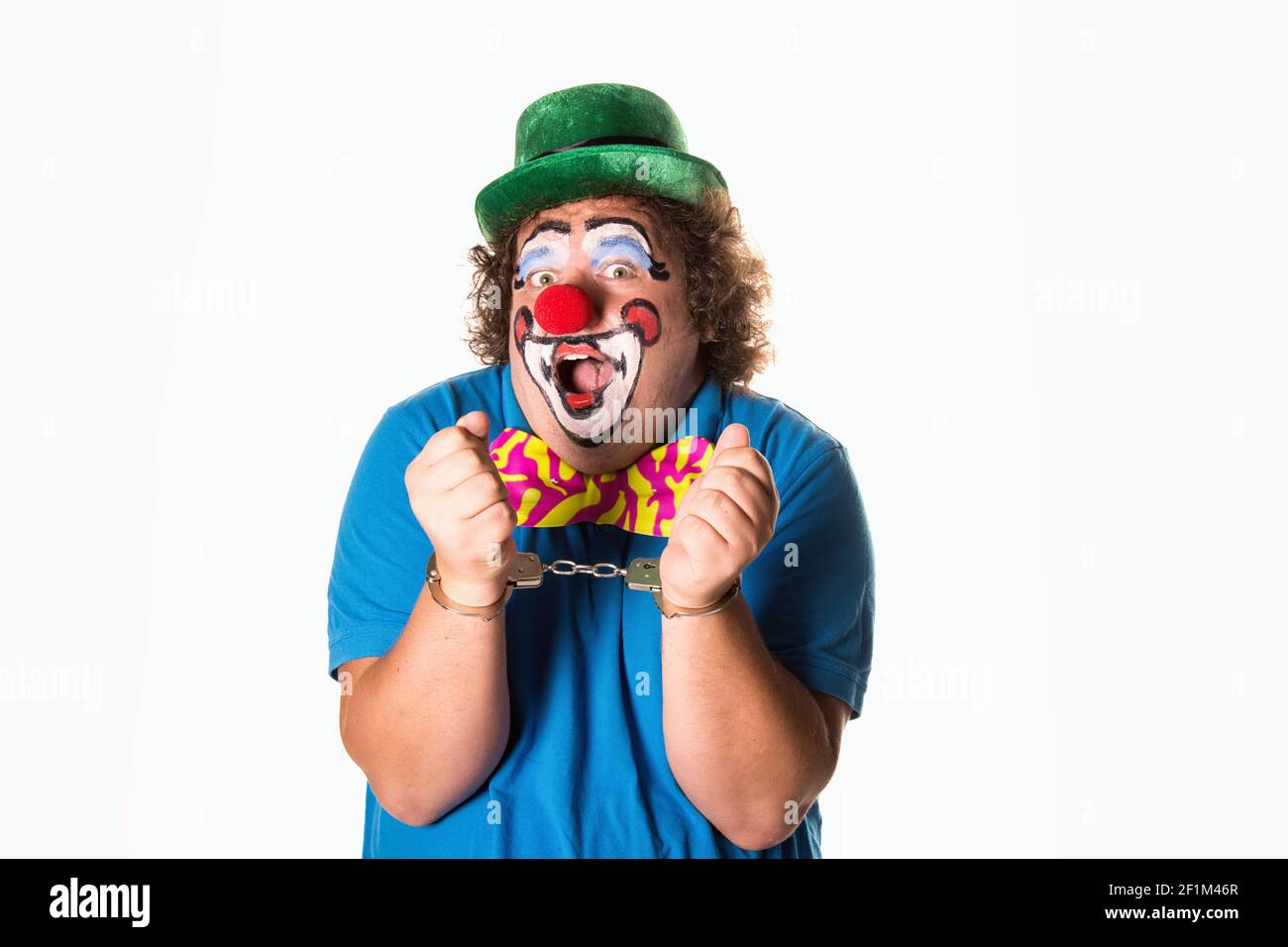 Holidays. Funny fat clown. White background Stock Photo - Alamy
