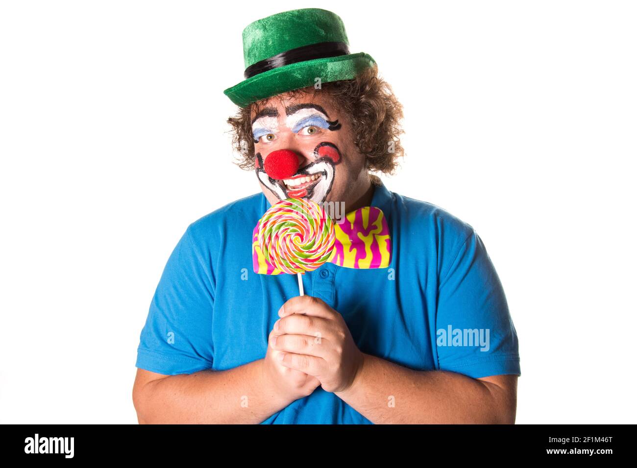 Holidays. Funny fat clown. White background Stock Photo - Alamy