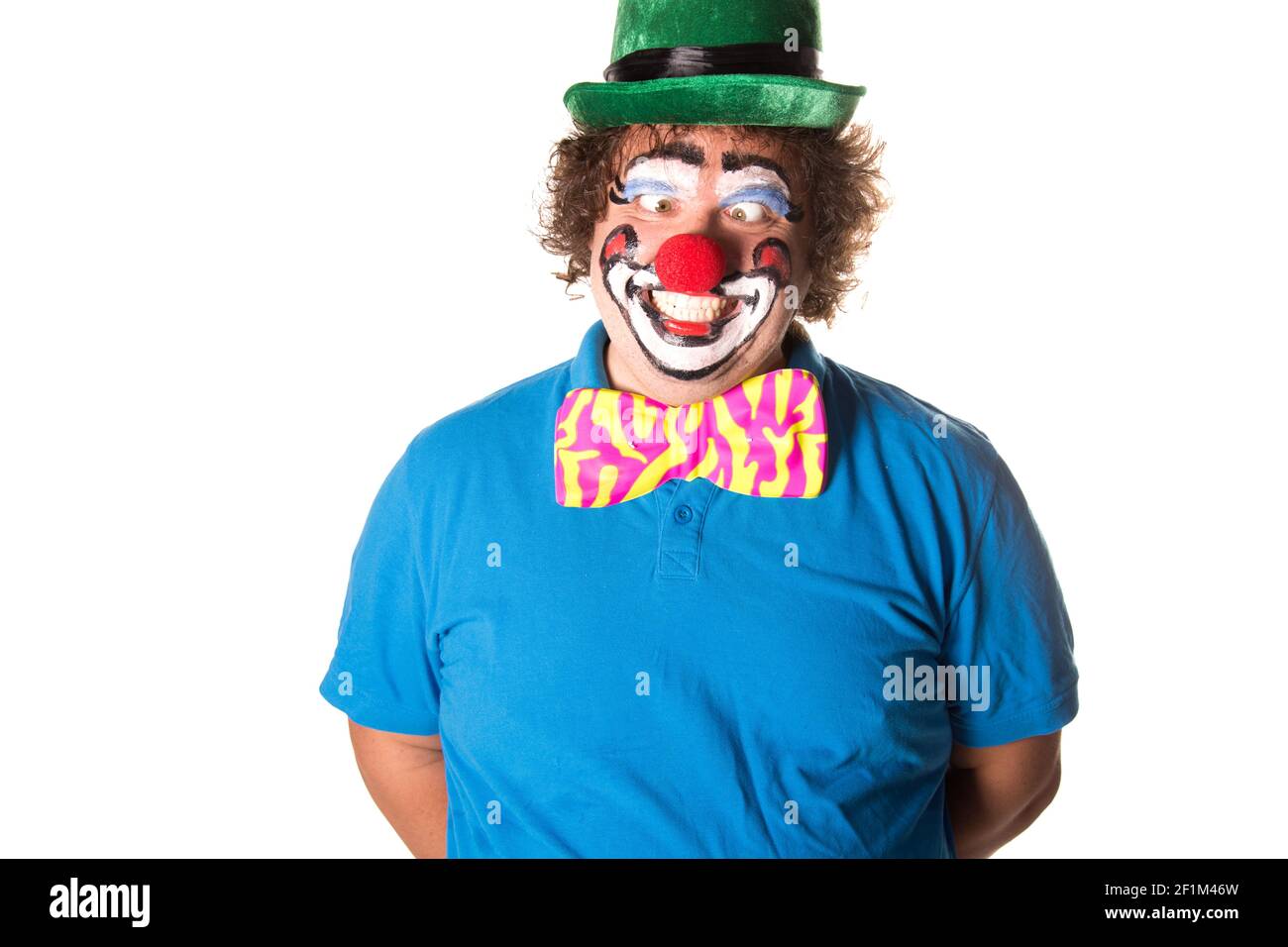 Holidays. Funny fat clown. White background Stock Photo - Alamy