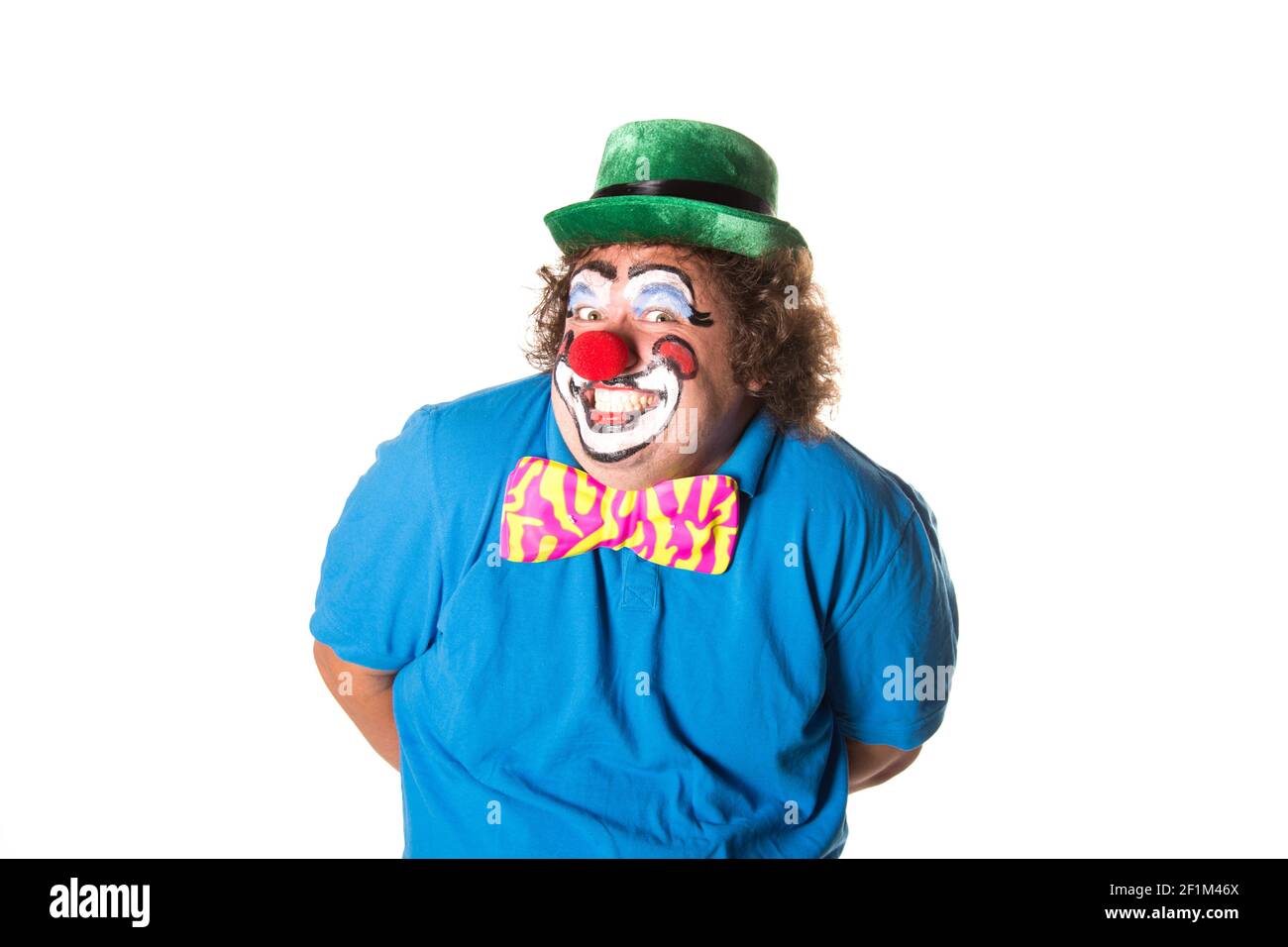 Holidays. Funny fat clown. White background Stock Photo - Alamy