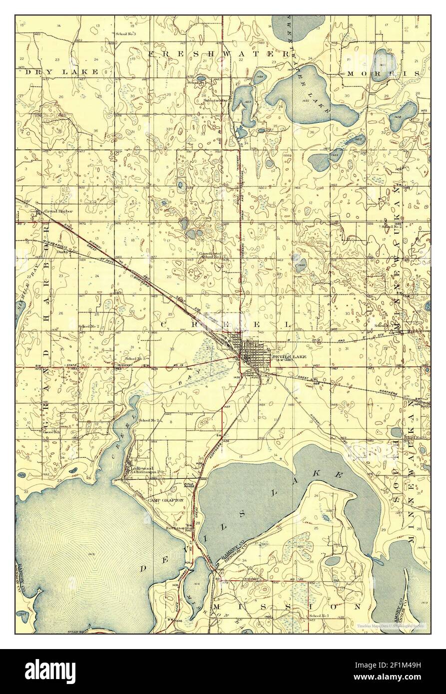 Map of devils lake hi-res stock photography and images - Alamy