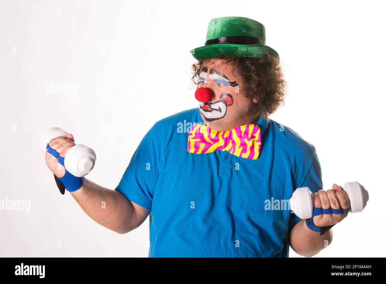 Holidays. Funny fat clown. White background Stock Photo - Alamy
