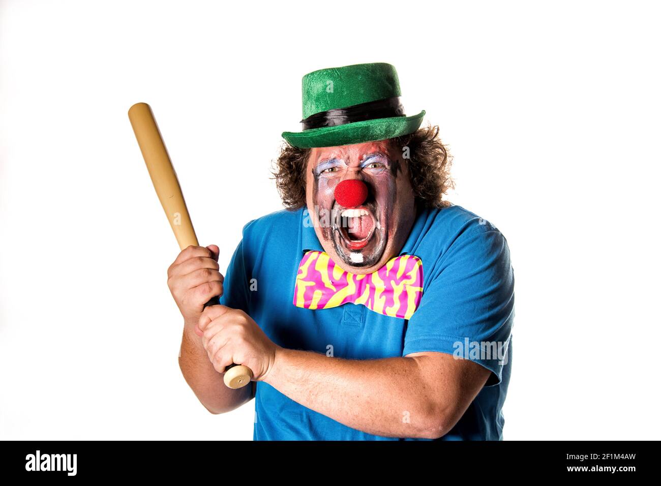 Holidays. Funny fat clown. White background Stock Photo - Alamy