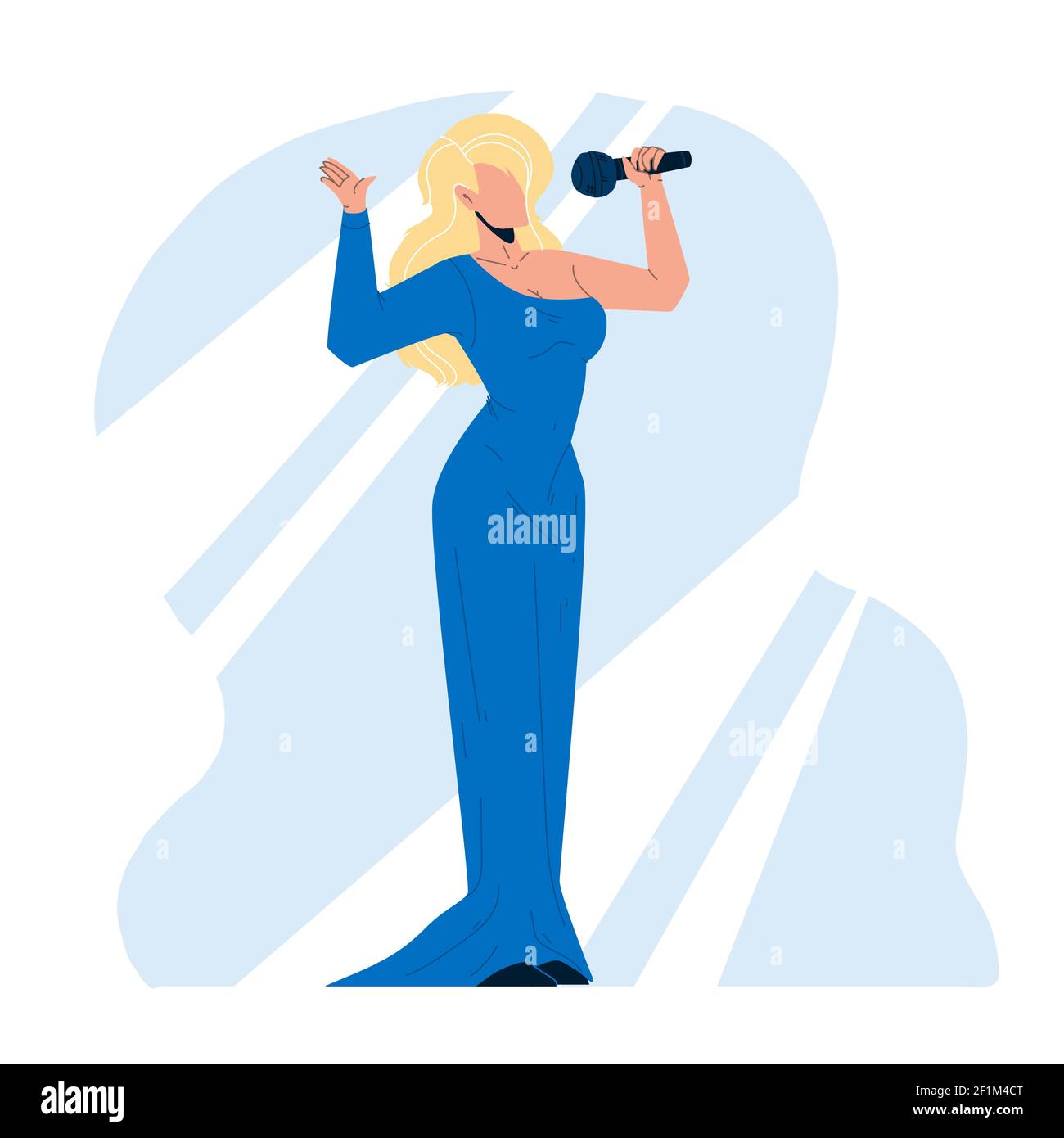Woman Singer Singing Song In Microphone Vector Stock Vector Image & Art ...