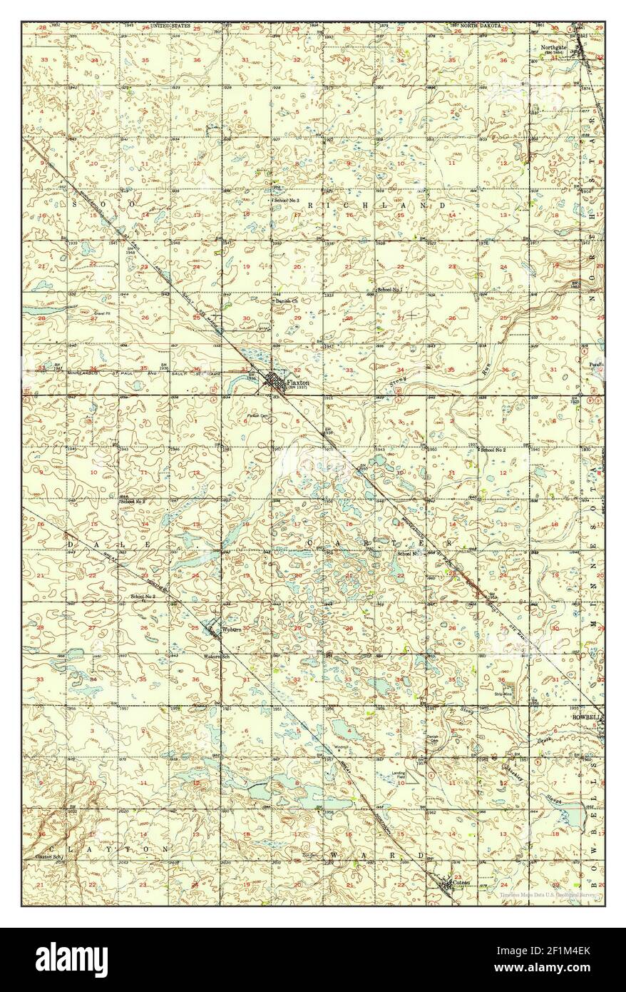 Flaxton vintage map hi-res stock photography and images - Alamy