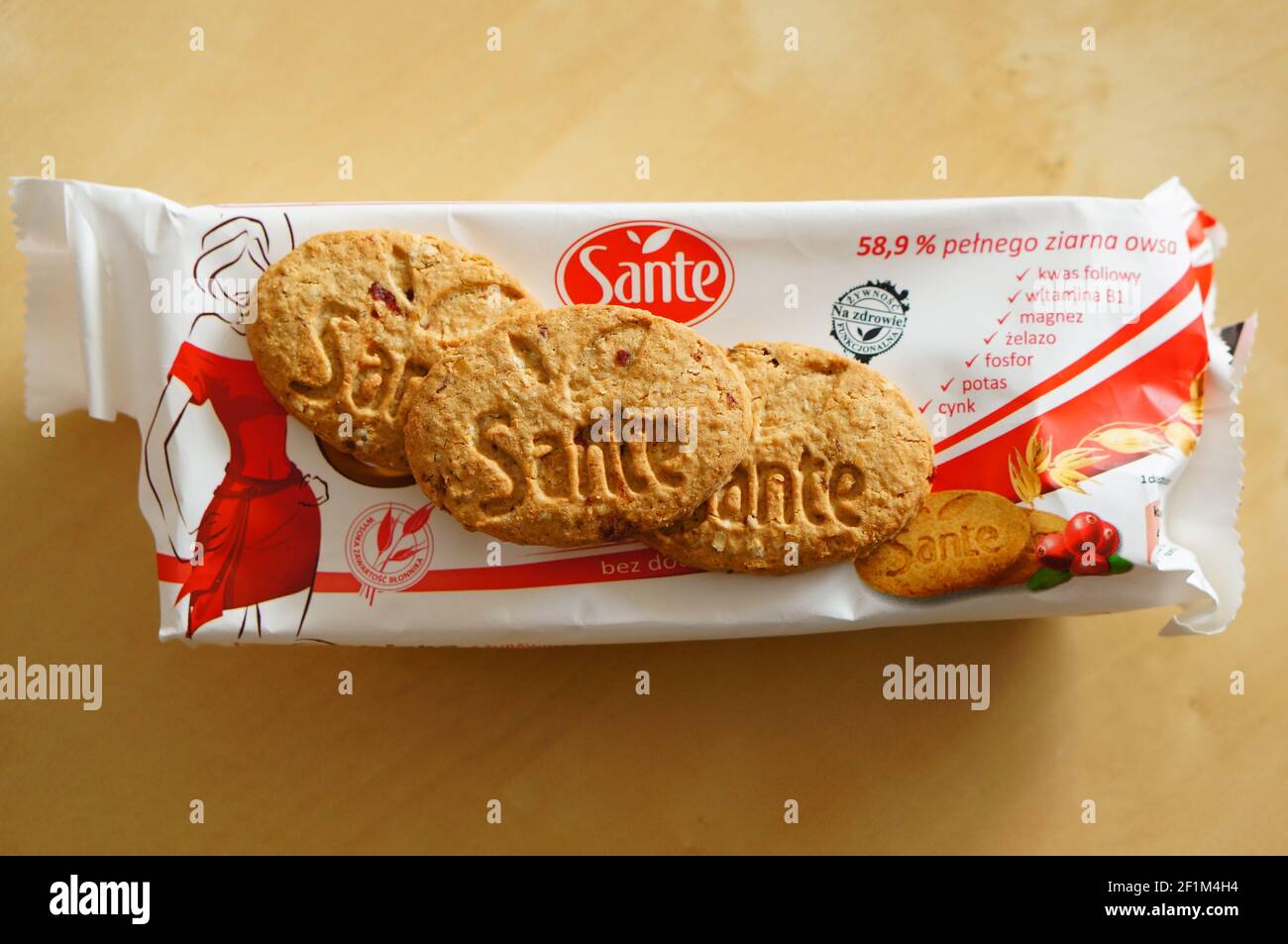 POZNAN, POLAND - Dec 07, 2013: Grain biscuits from the Polish company ...