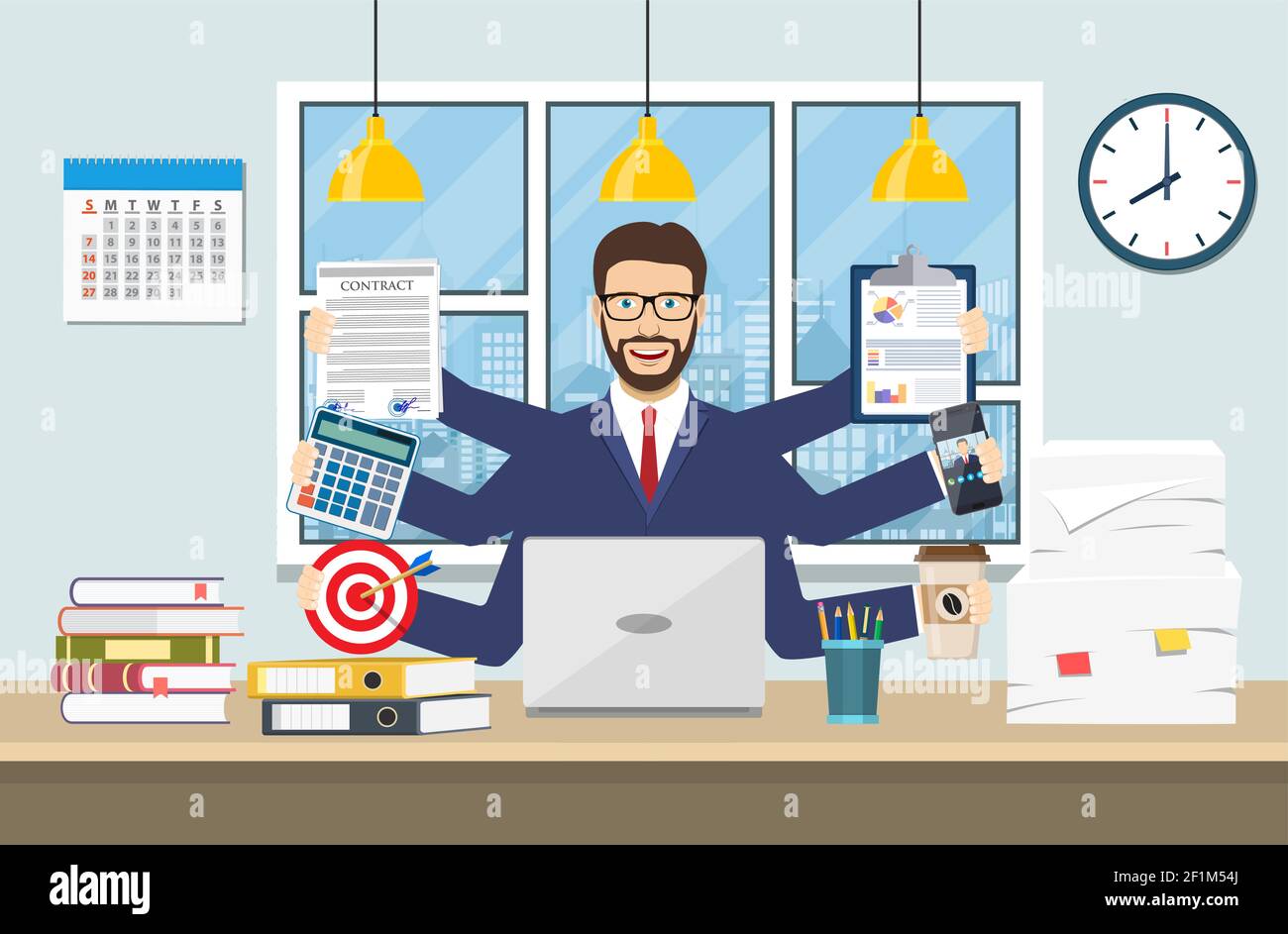 Many hands multitask Stock Vector Images - Alamy