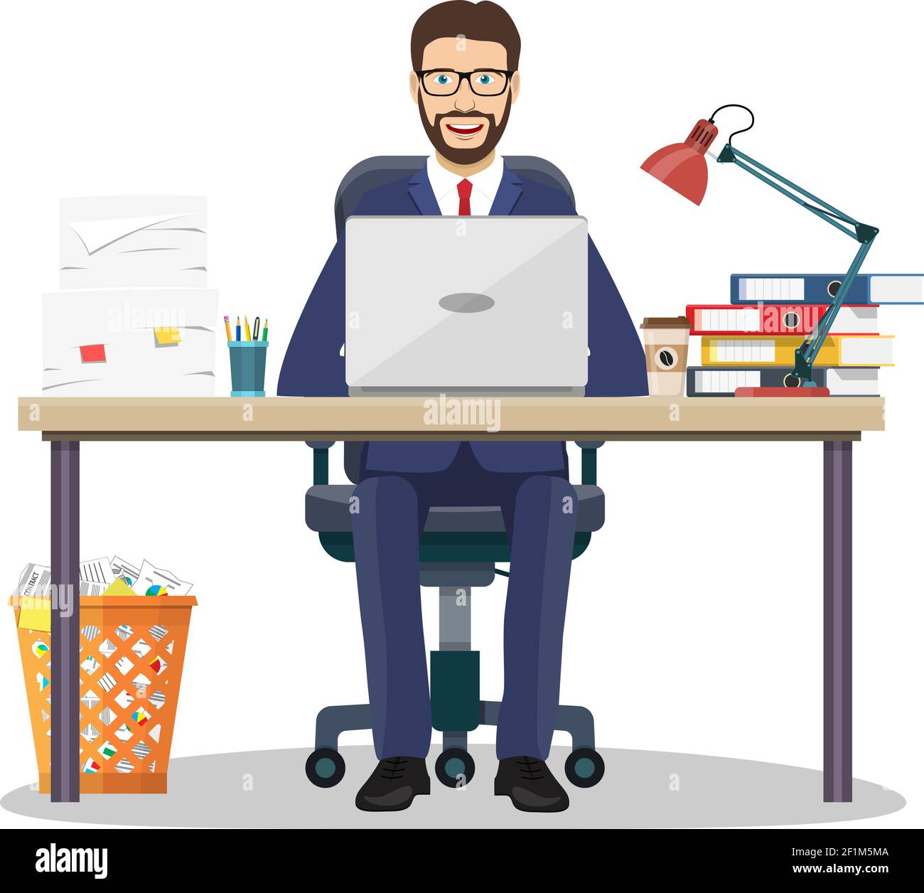 Man behind desk sitting Stock Vector Images - Alamy
