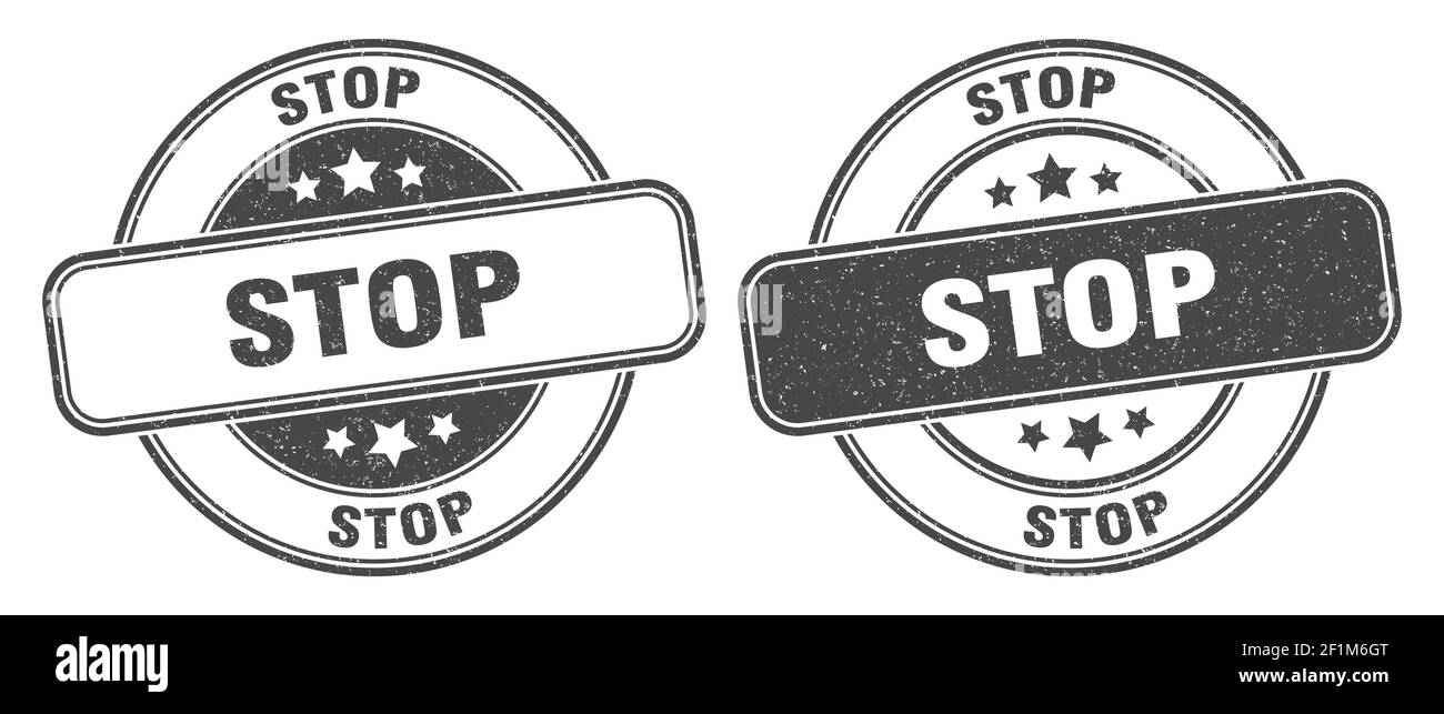 stop stamp. stop sign. round grunge label Stock Vector Image & Art - Alamy