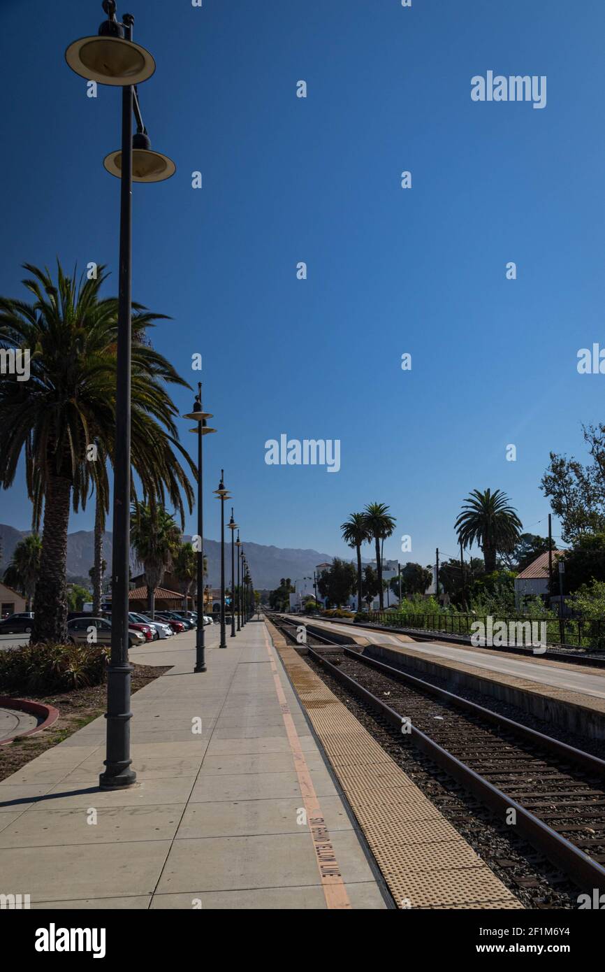 Railway track at Santa Barbara station, California Stock Photo - Alamy