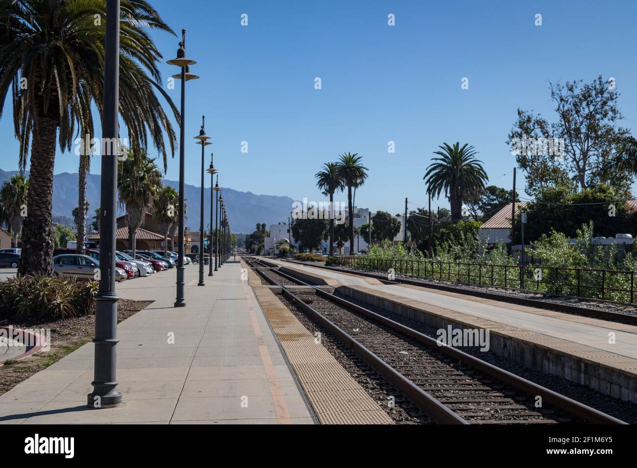 Railway track at Santa Barbara station, California Stock Photo - Alamy