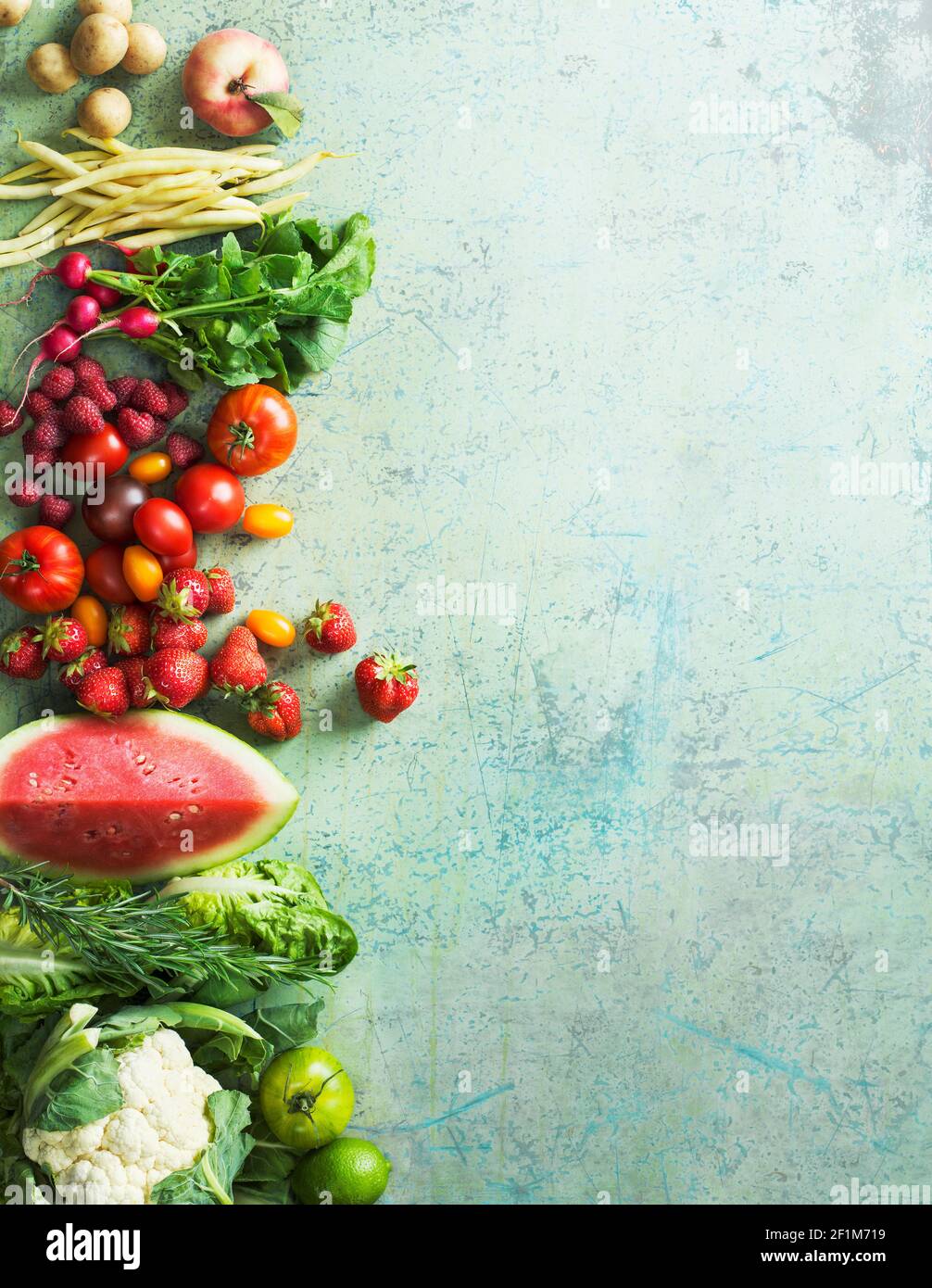 High angle view of fruits and vegetables Stock Photo - Alamy