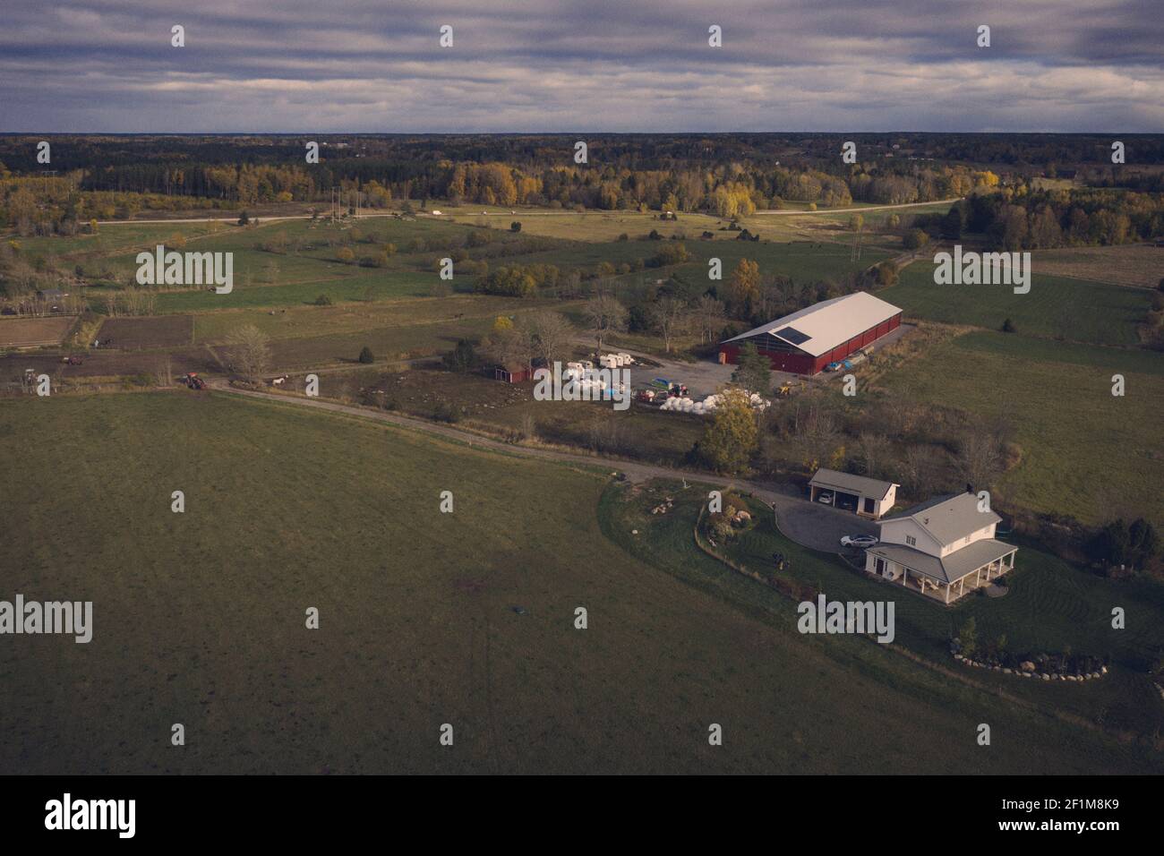 Aerial view of rural landscape with farm Stock Photo - Alamy