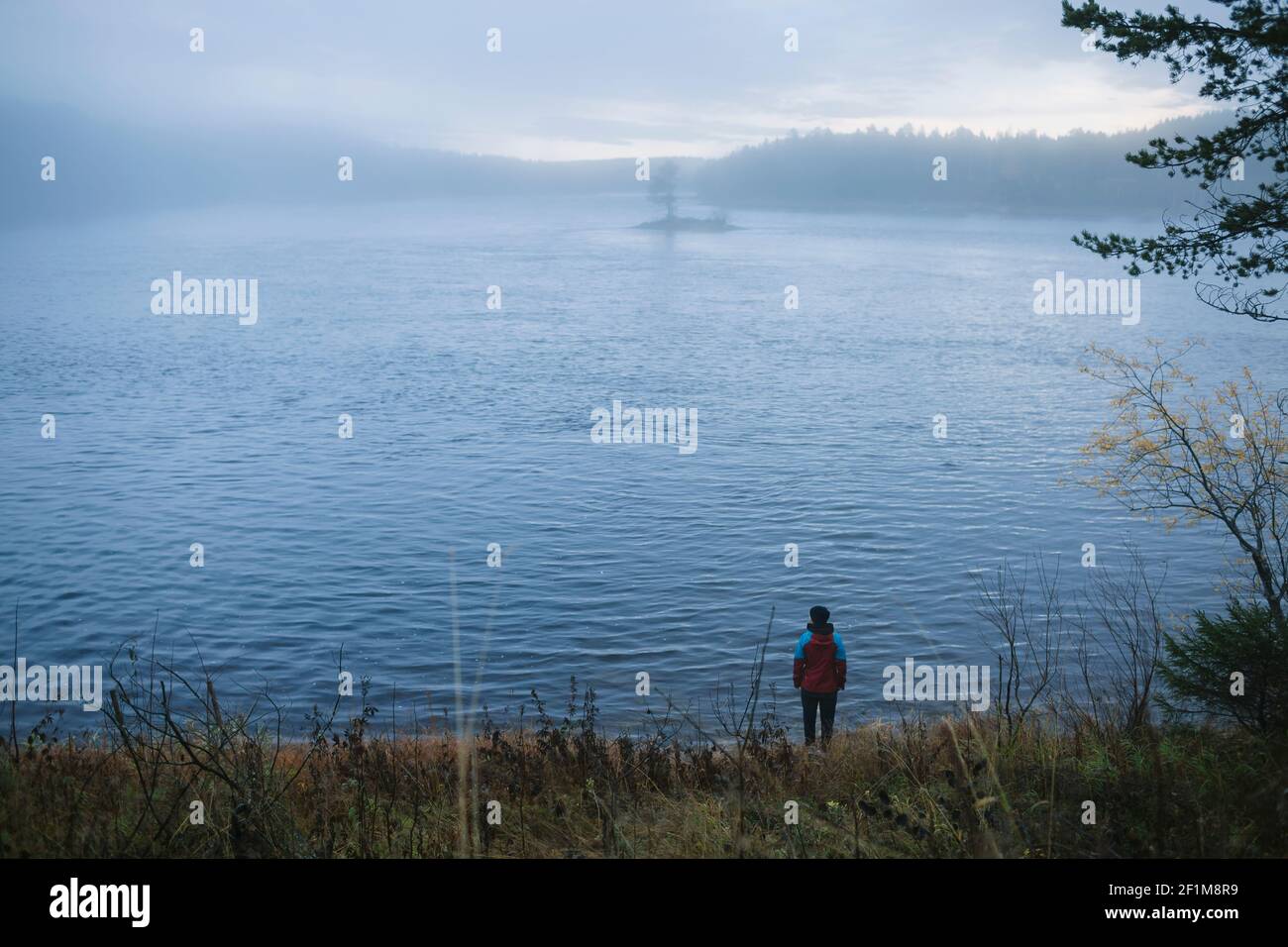 Fog over lake Stock Photo - Alamy