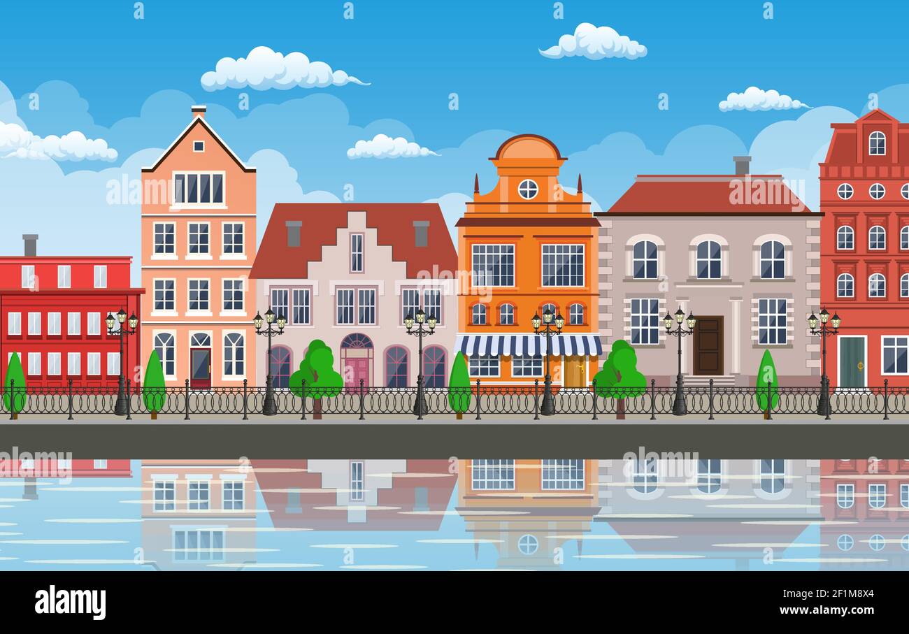 Small town street Stock Vector Image & Art - Alamy