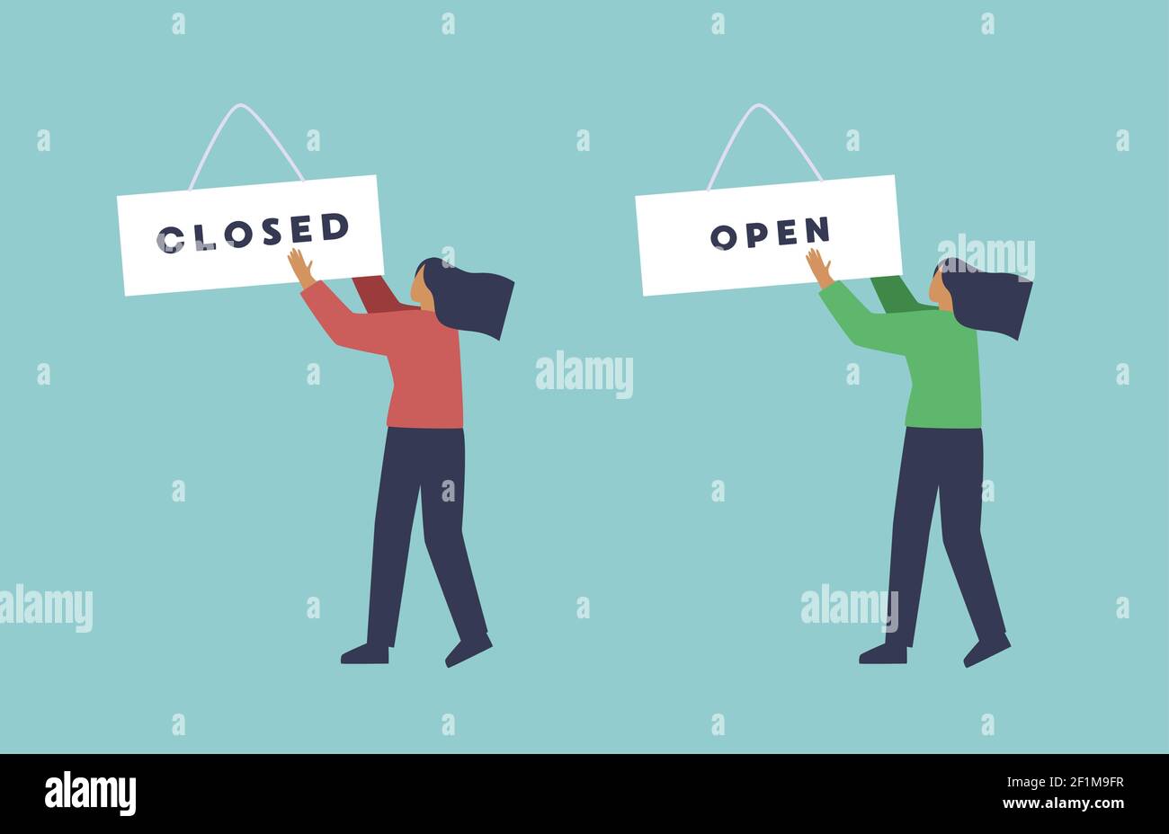 Door closing woman Stock Vector Images - Alamy