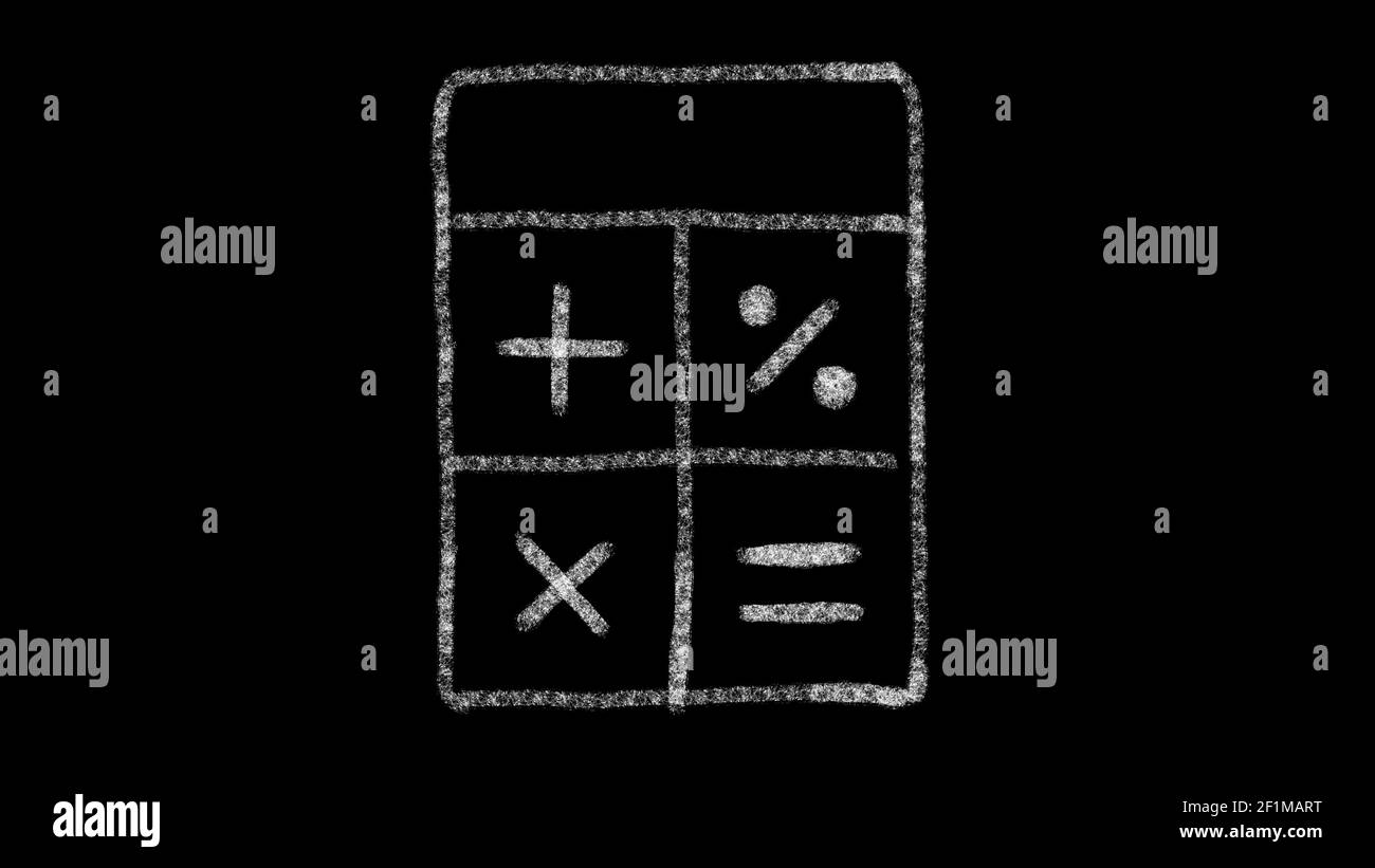 Calculator icon with drawing style on chalkboard, animated footage ...