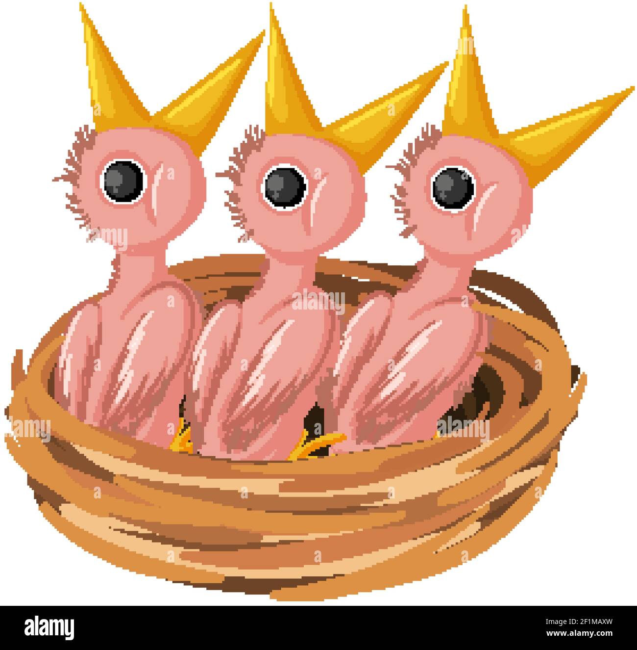 Hungry chicks cartoon character illustration Stock Vector Image & Art ...