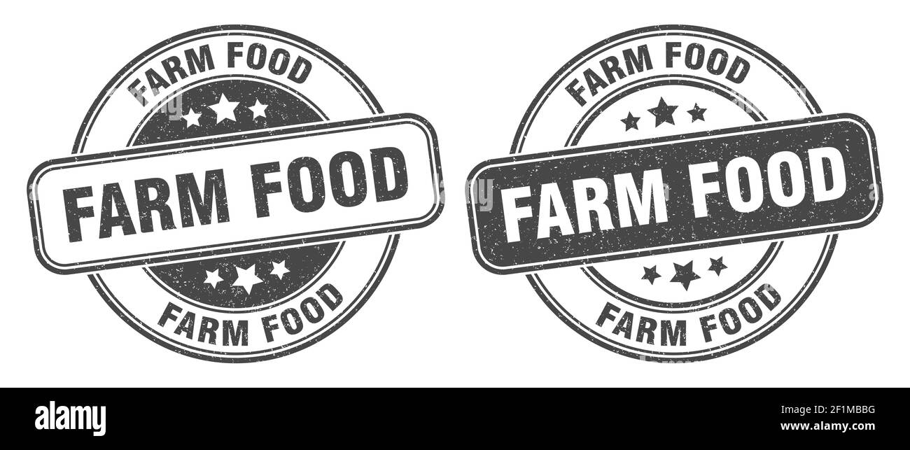 farm food stamp. farm food sign. round grunge label Stock Vector Image ...