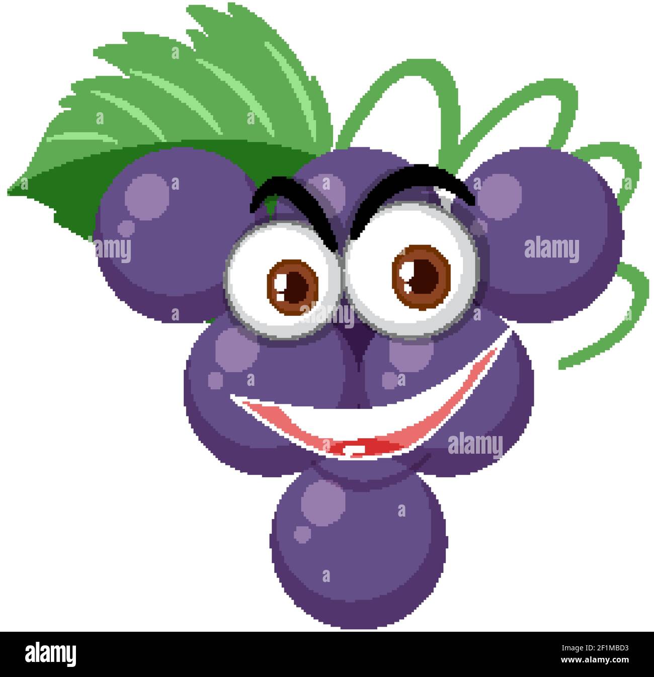 Grape cartoon character with happy face expression on white background ...