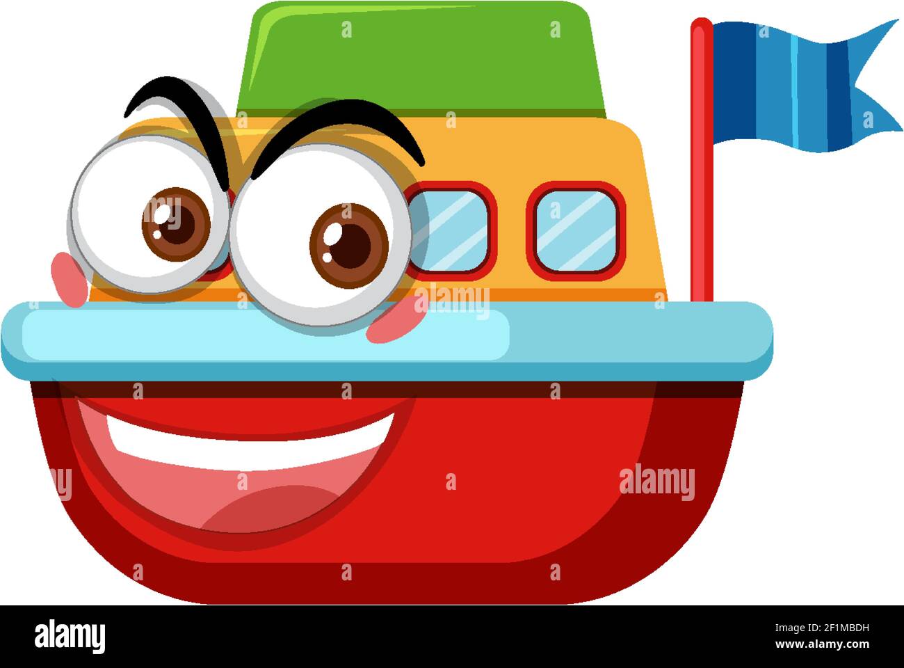 Boat toy cartoon character with facial expression illustration Stock ...