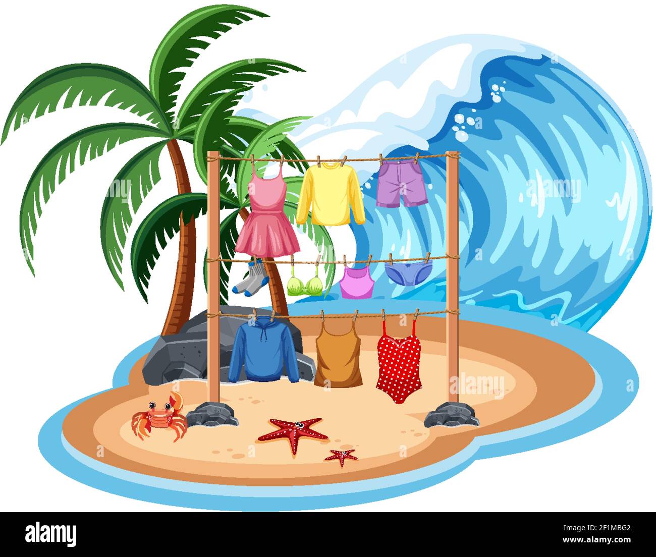 Coth hanging on the beach illustration Stock Vector Image & Art - Alamy