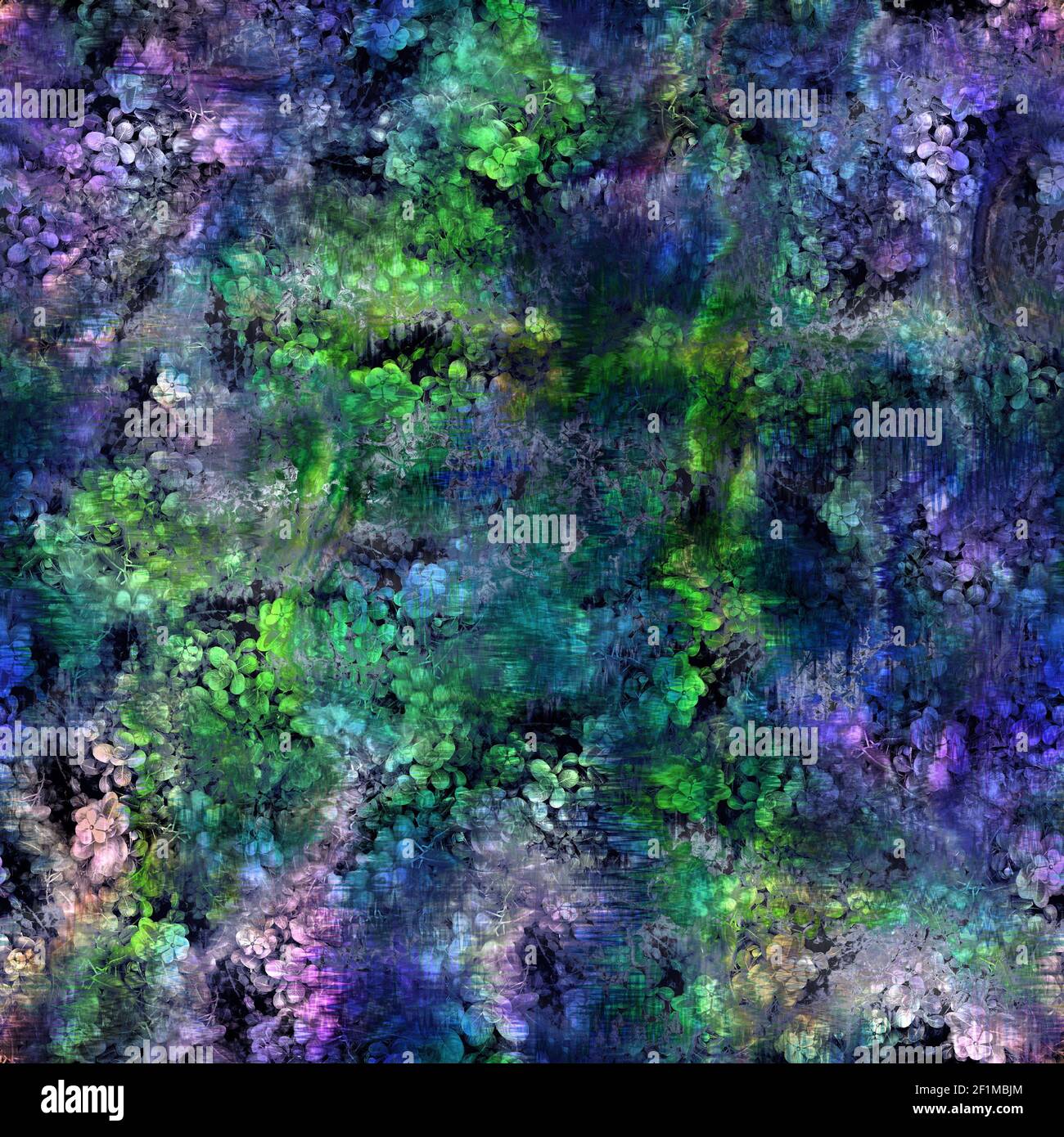 Seamless abstract color blobs with floral overlay Stock Photo - Alamy