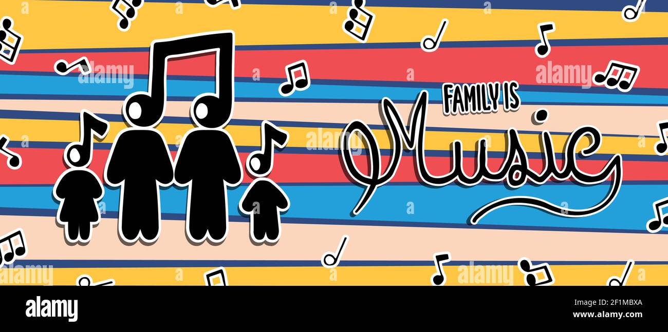 Family is music text quote illustration banner for musical concept. Mom ...