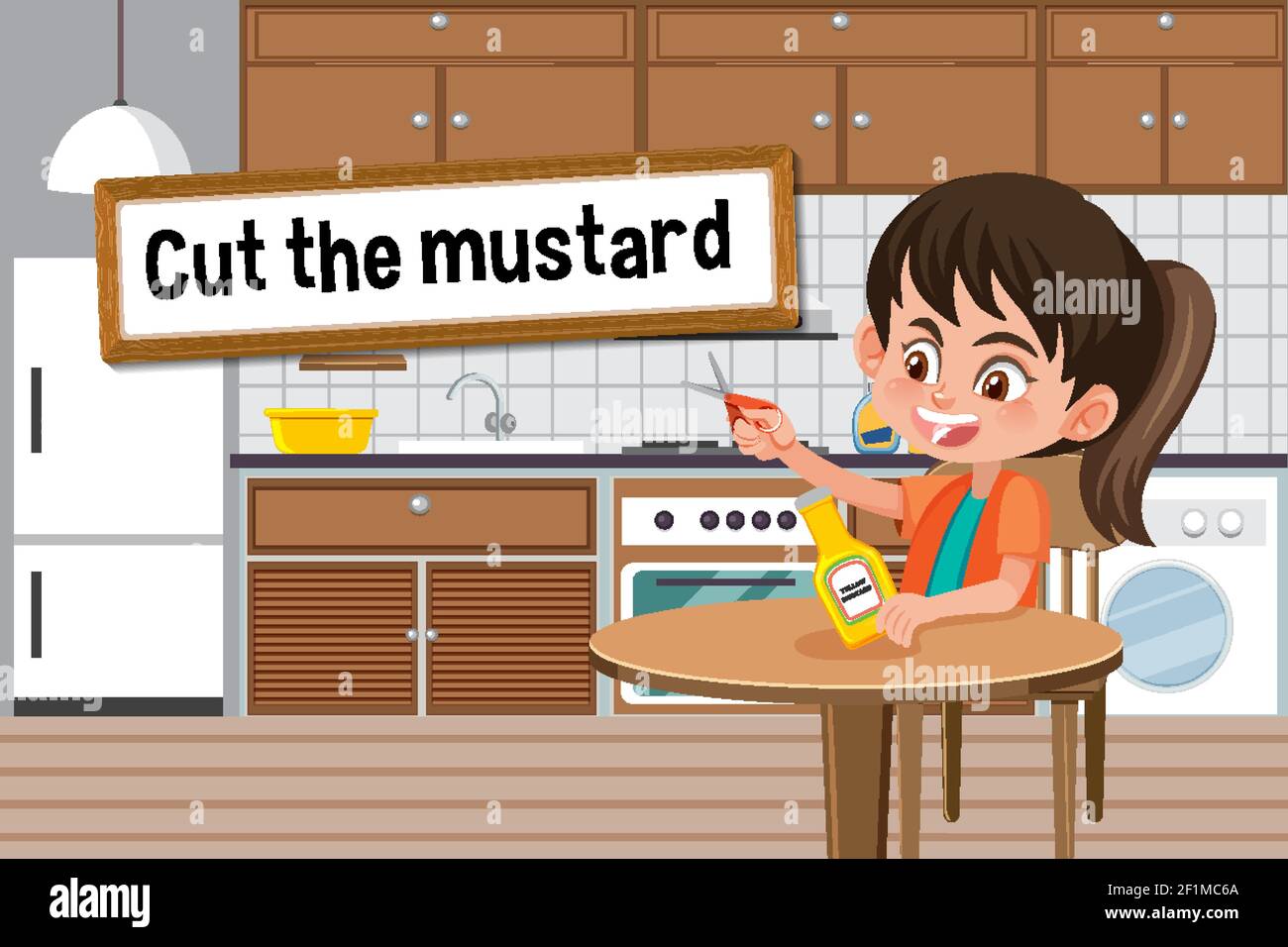English idiom with picture description for cut the mustard illustration Stock Vector Image & Art ...