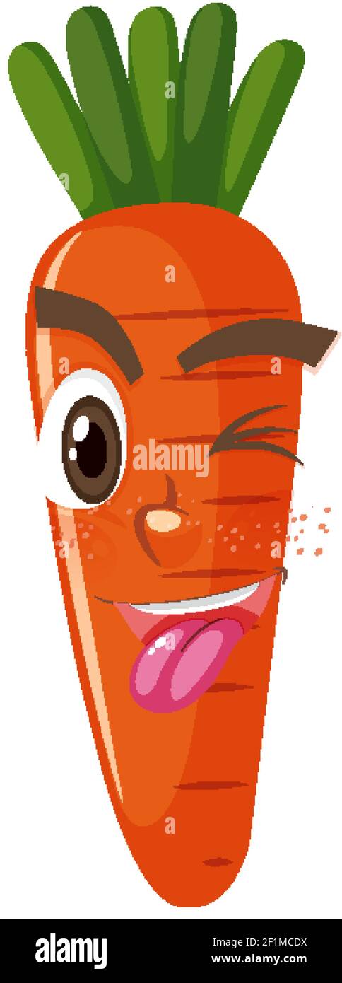 Carrot cartoon character with facial expression illustration Stock ...