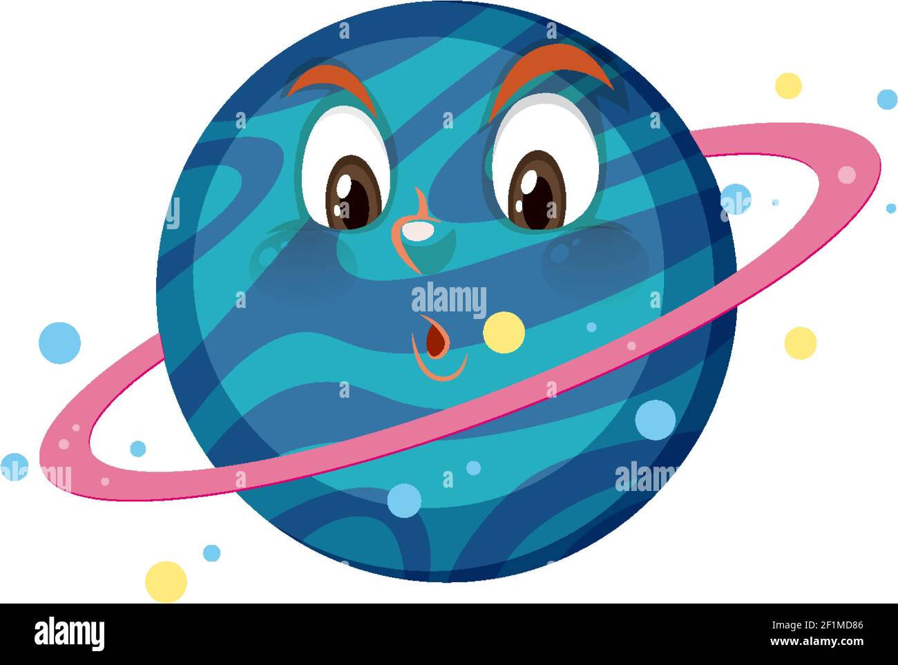 Saturn cartoon character with face expression on white background ...