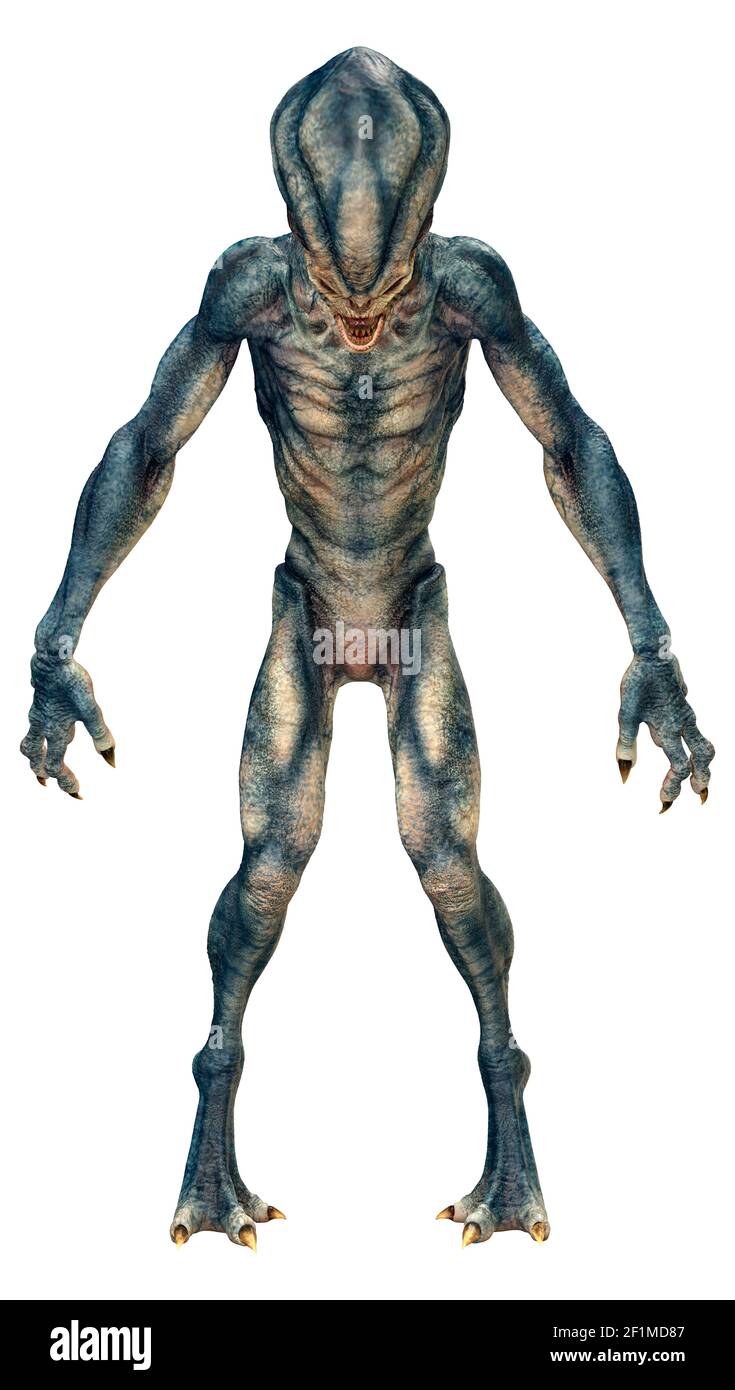 3D rendering of a blue alien isolated on white background Stock Photo ...