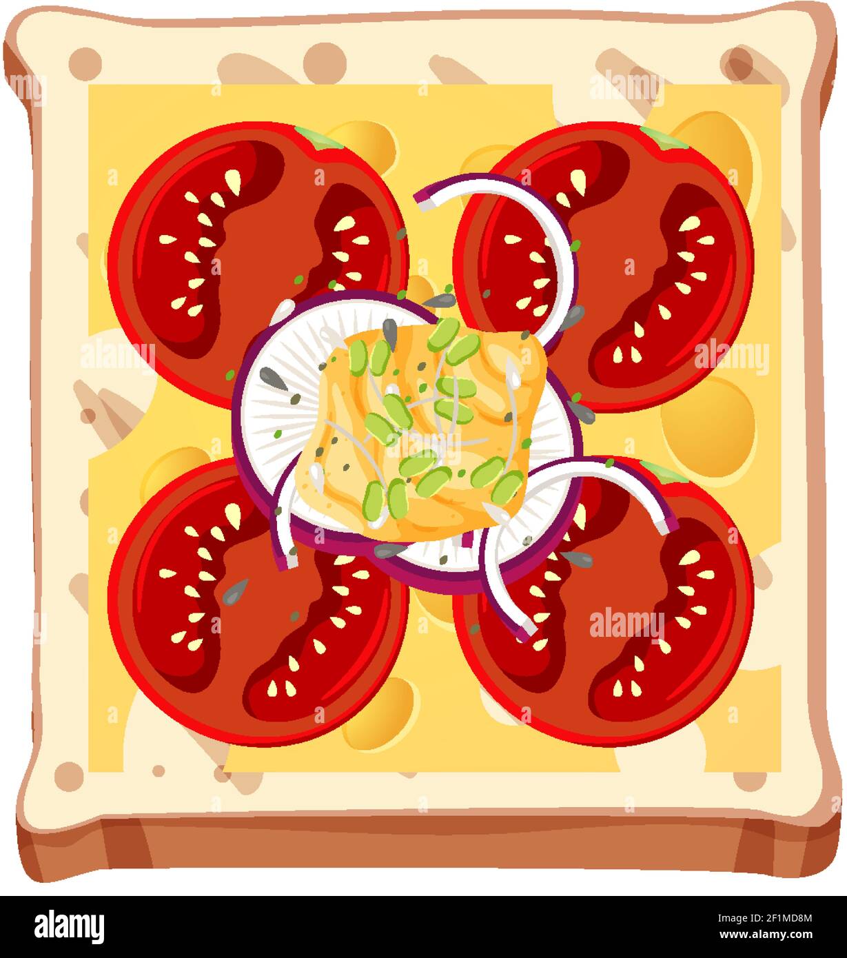 Top view of bread breakfast with topping illustration Stock Vector ...
