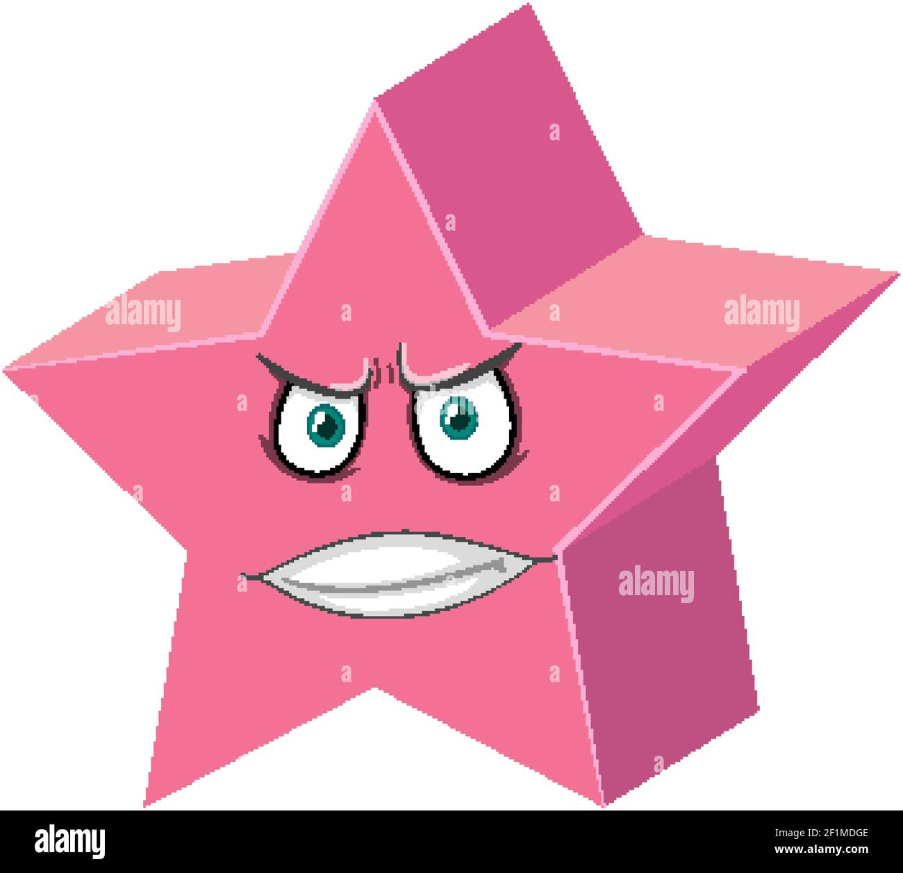 Pentagrammic prism cartoon character with face expression on white ...