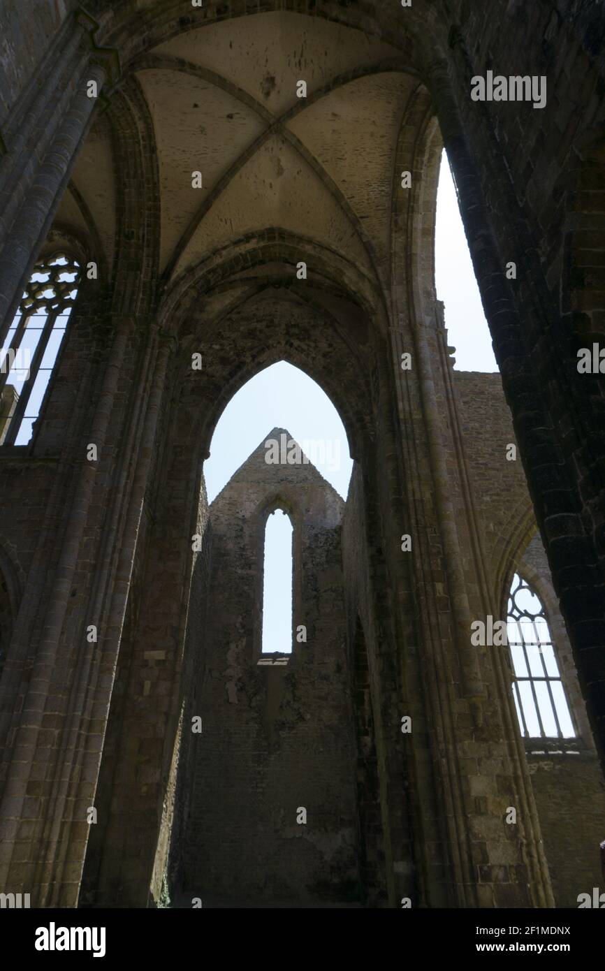 View of the ruins of the Abbey of Saint Mathieu in Brittany Stock Photo ...