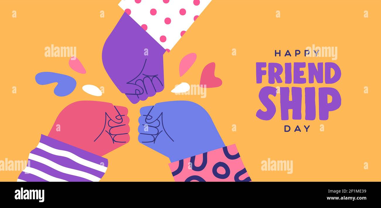 Happy friendship day web banner illustration of colorful diverse friend ...
