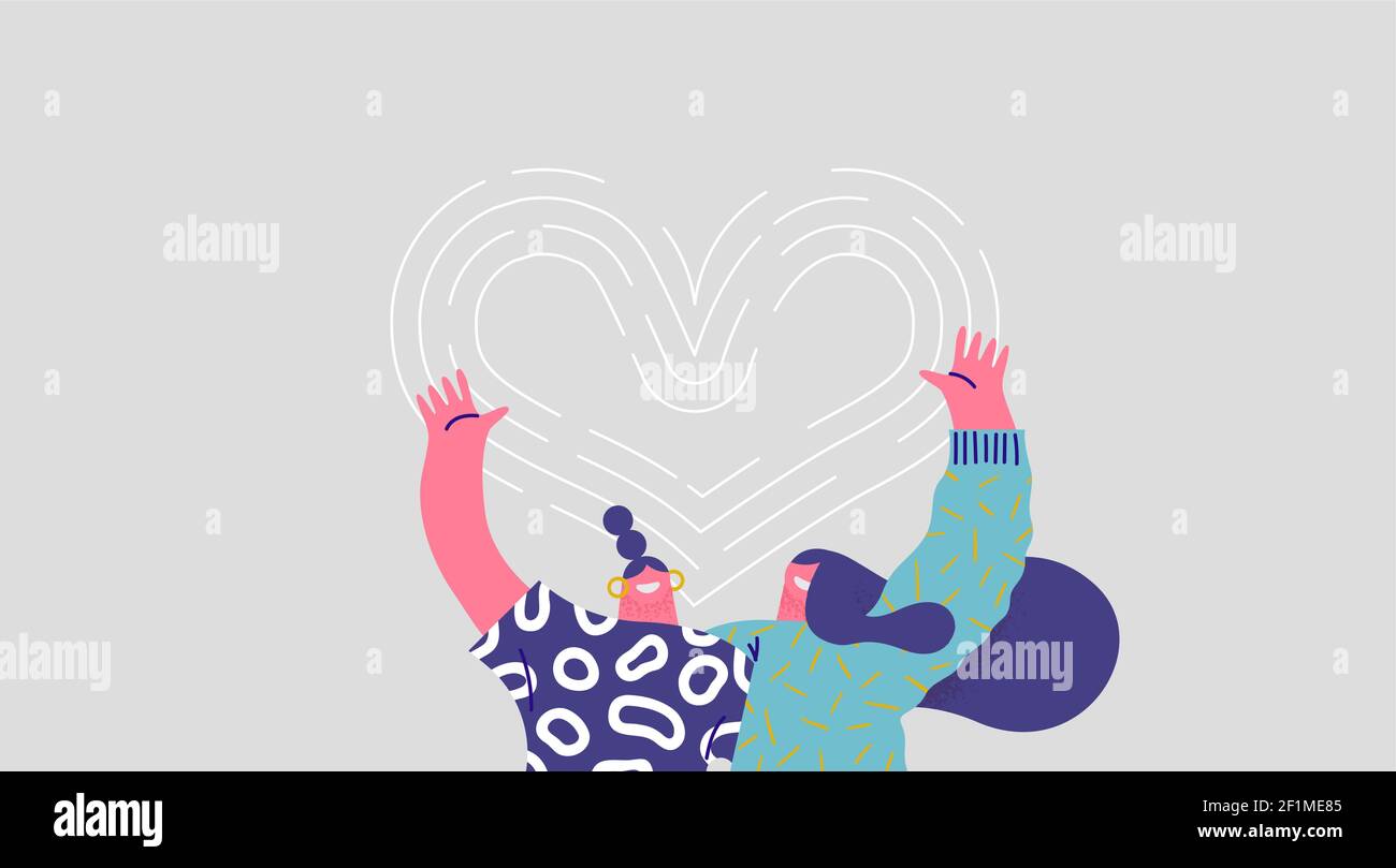 Cartoon illustration two friends hugging hi-res stock photography and ...