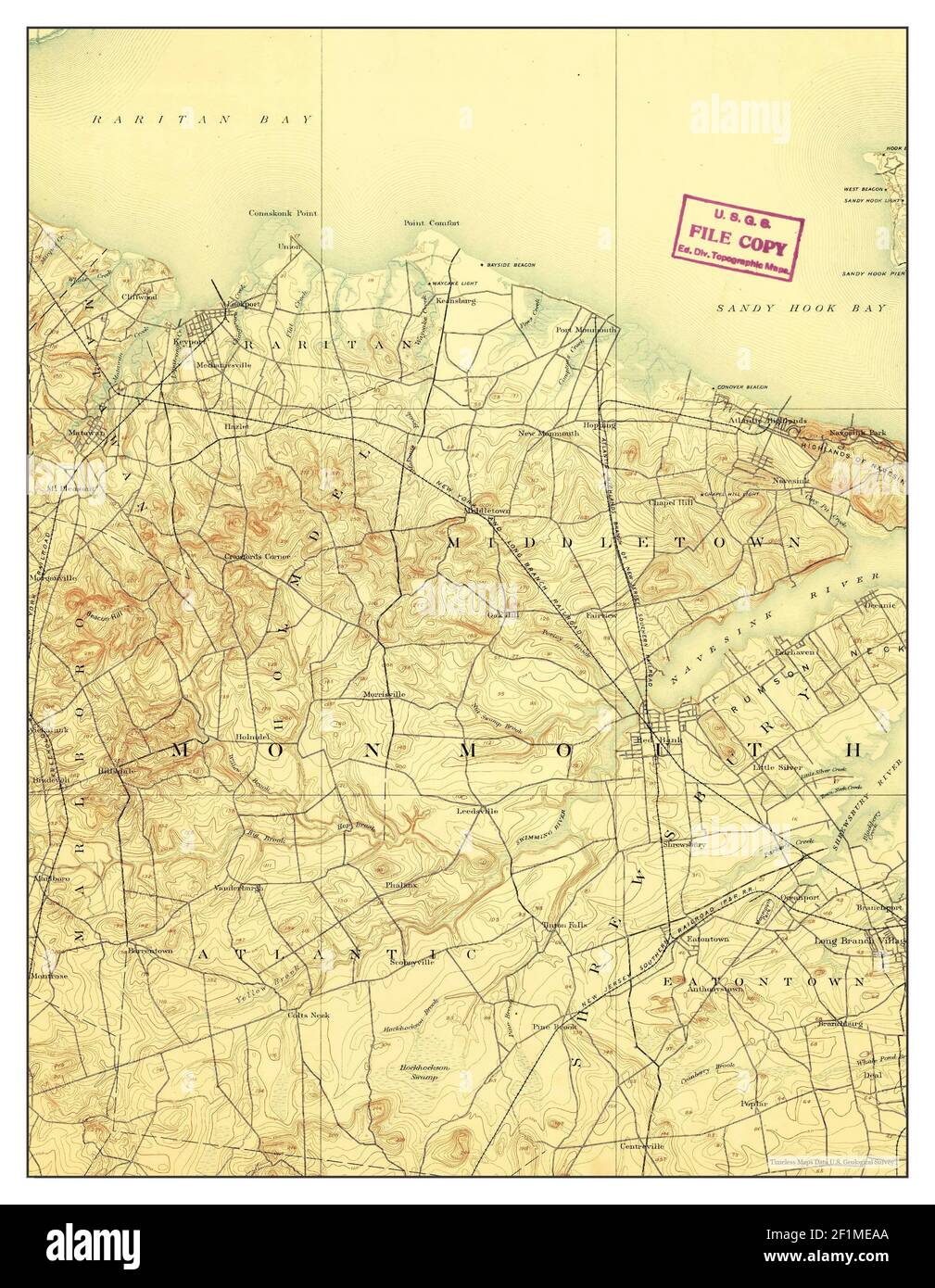 Old map of sandy hook Cut Out Stock Images & Pictures - Alamy